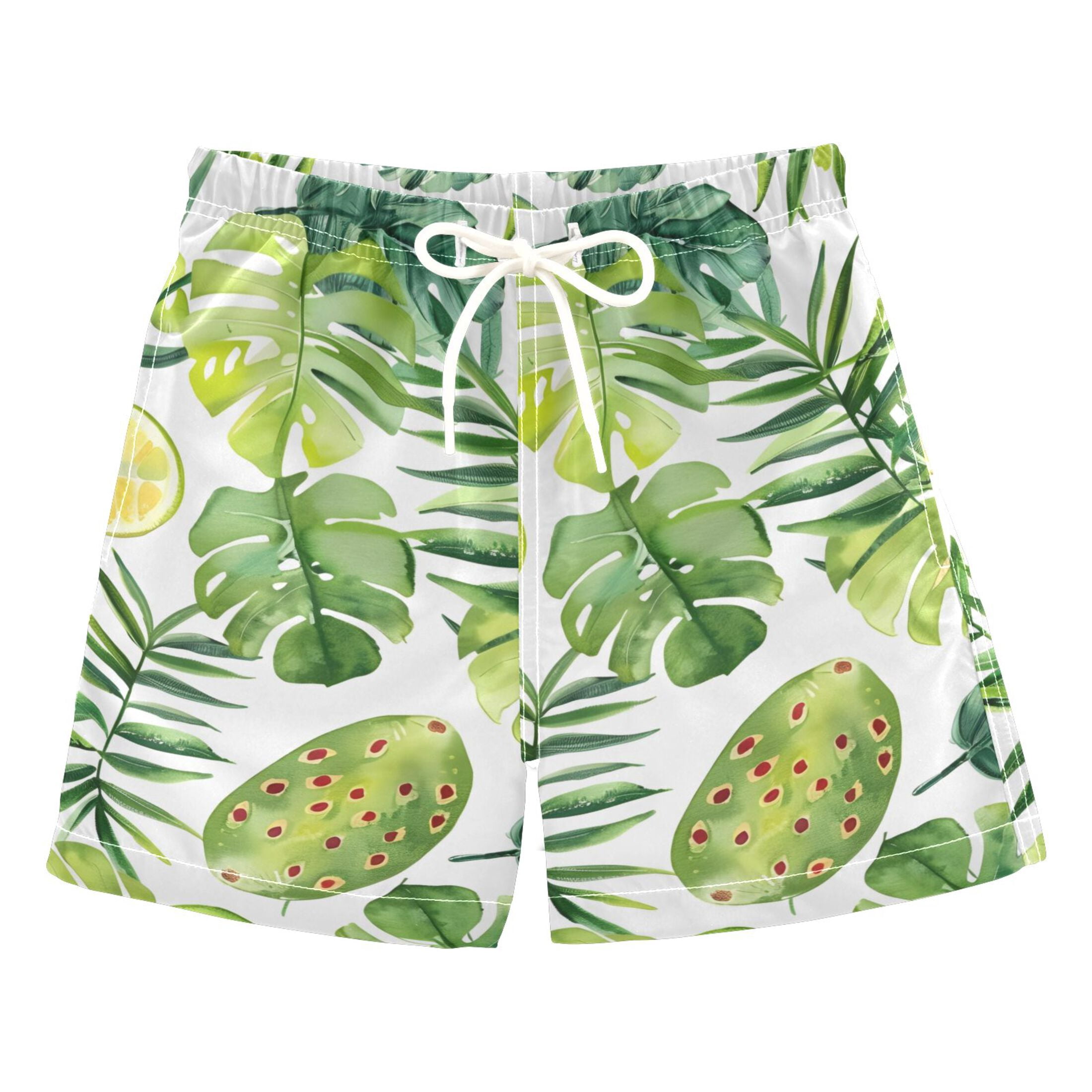 ALAZA Boys Swim Trunks Watercolor Green Tropical Leaves Beach Board ...