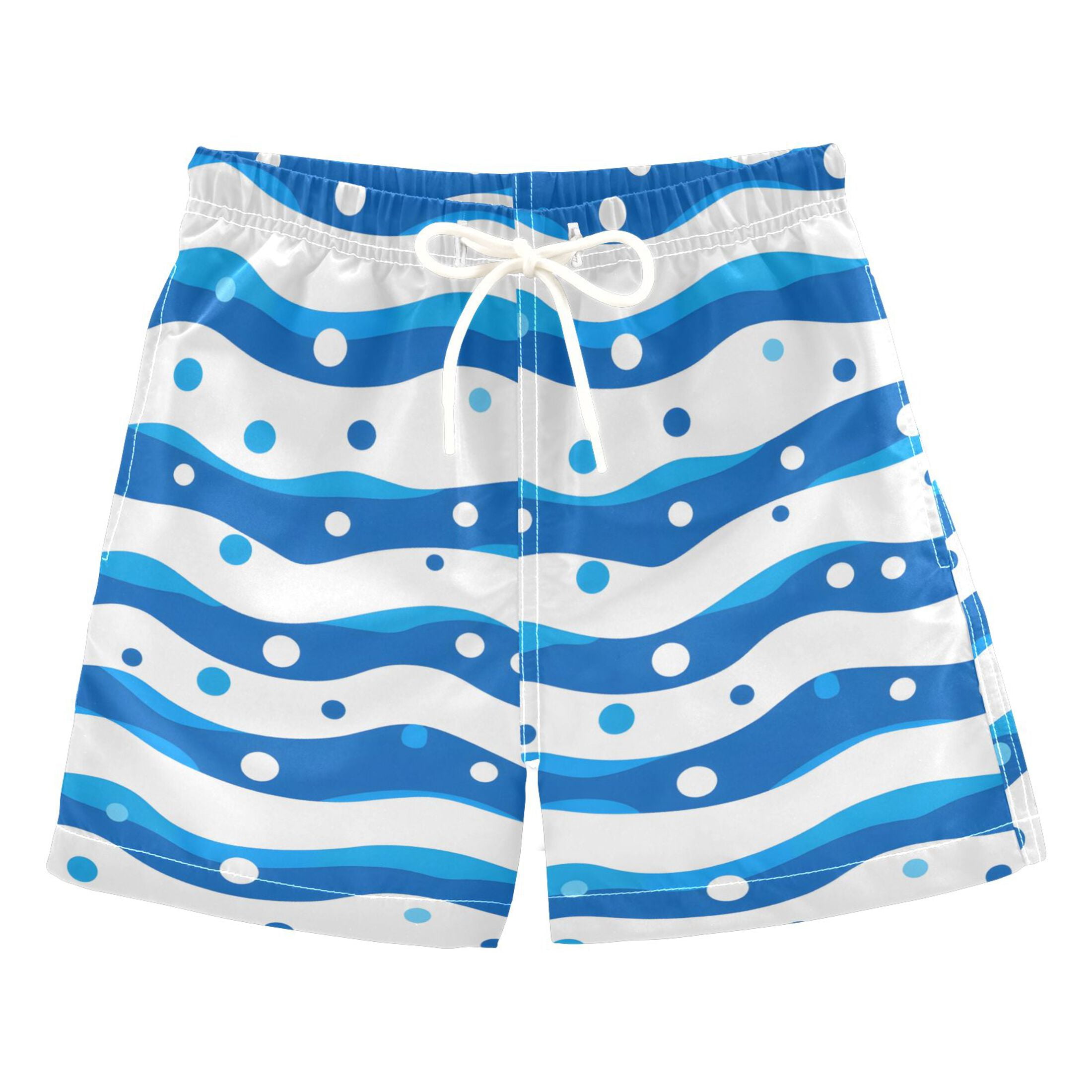 ALAZA Boys Swim Trunks Wave Lines Dots Beach Board Shorts Swimsuit ...