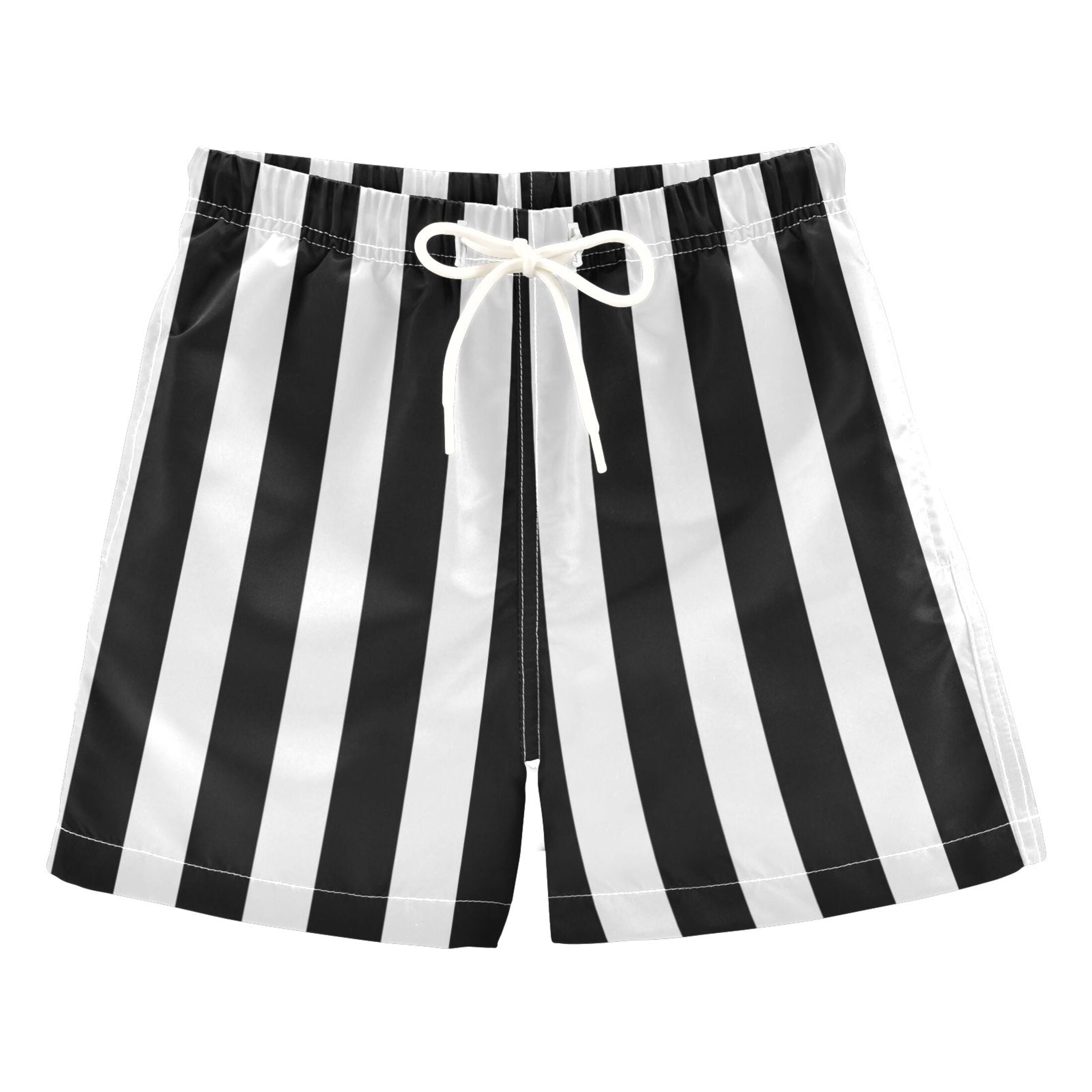 ALAZA Boys Swim Trunks White and Black Stripe Pattern Beach Board ...