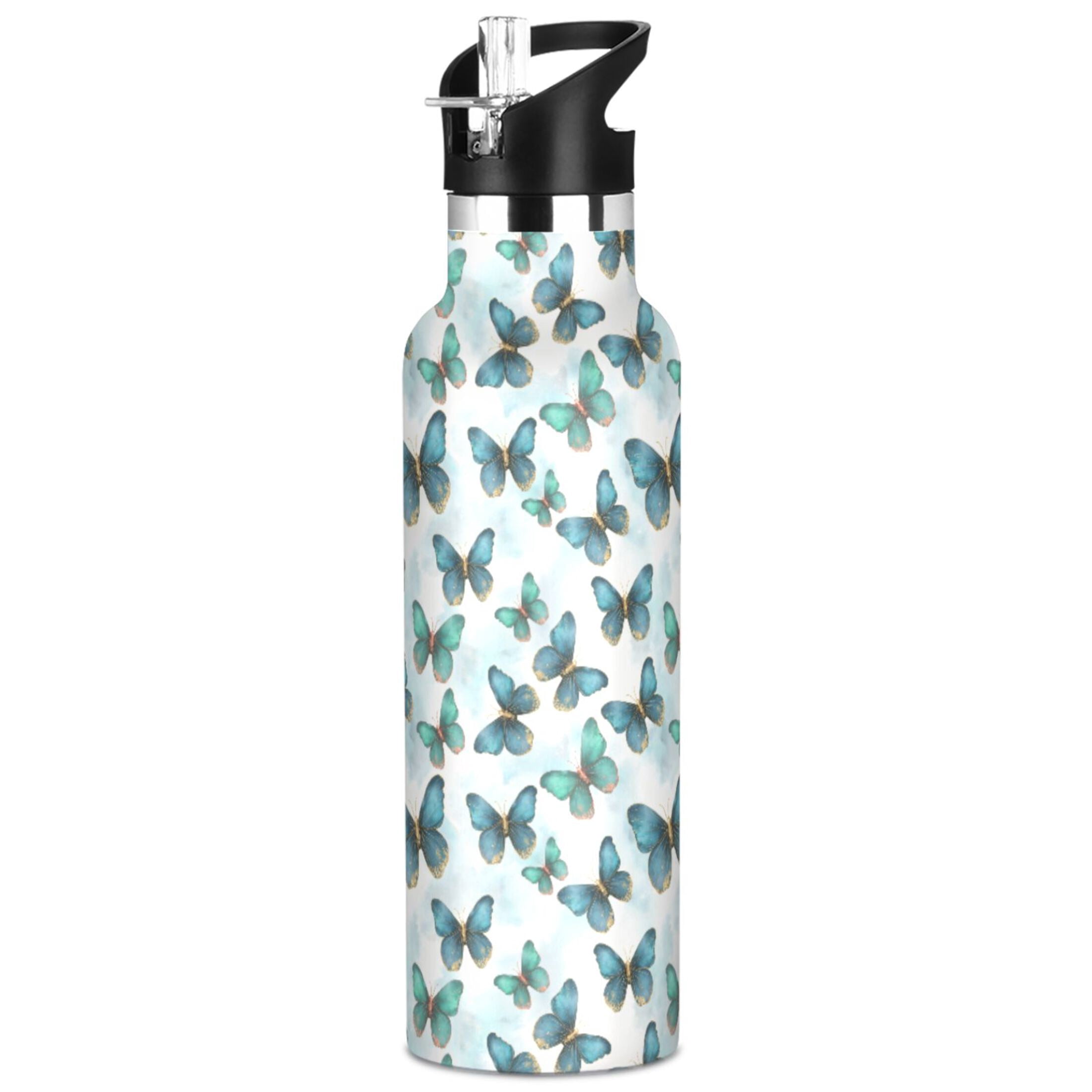 ALAZA Butterflies Pattern Stainless Steel Water Bottle Vacuum Insulated ...