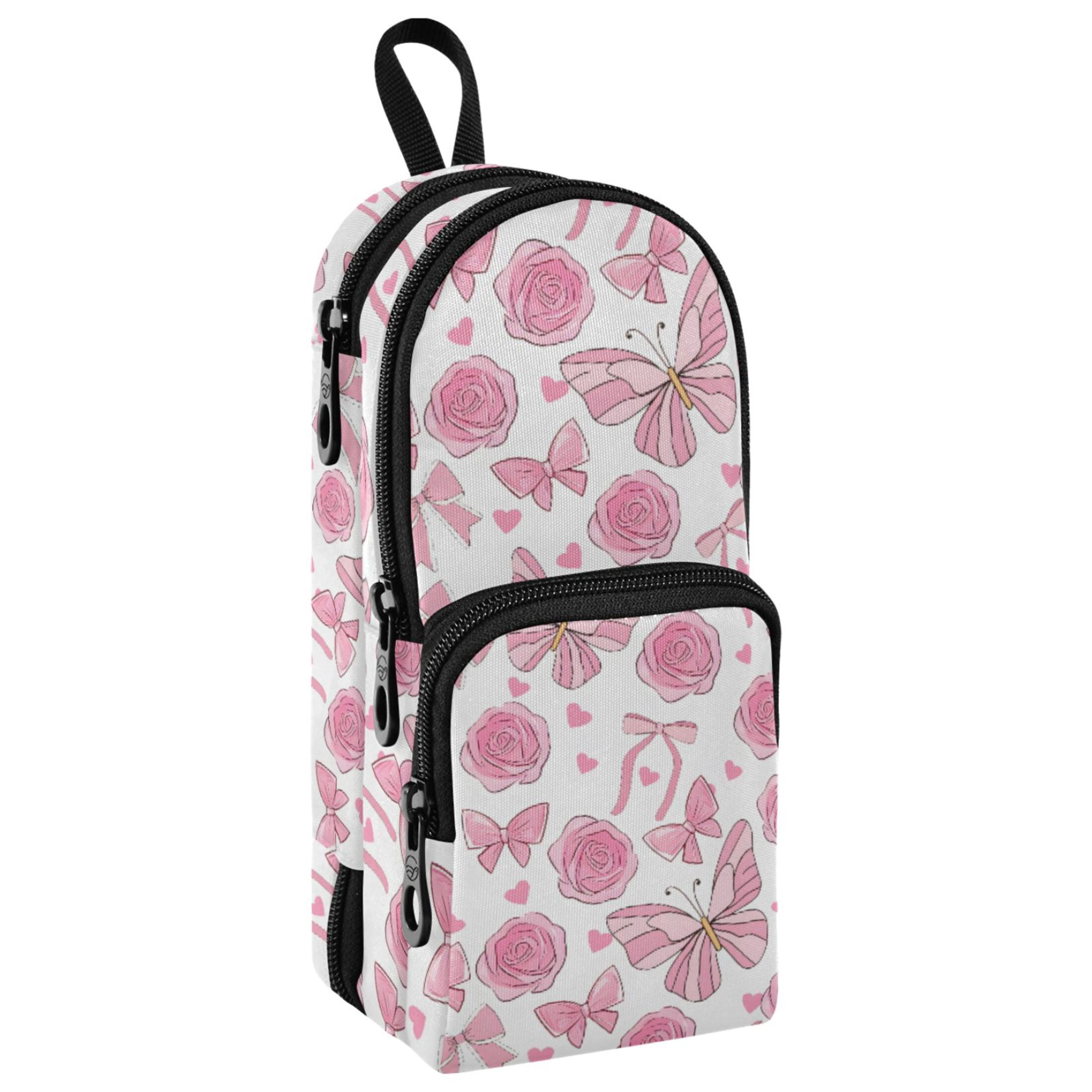 ALAZA Butterflies Roses Bows Pencil Case Pen Pouch Stationery Organizer ...