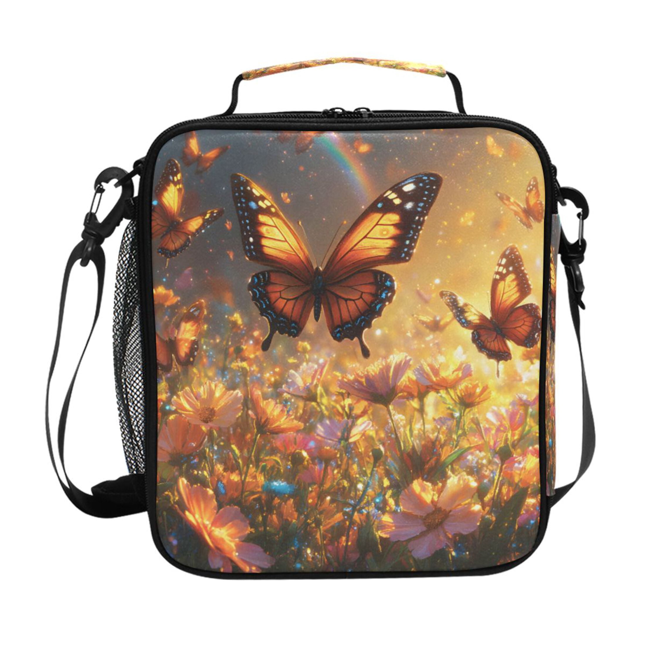 ALAZA Butterflies Sunset Flower Lunch Box Insulated Lunch Bag Reusable ...