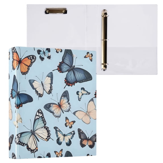 ALAZA Butterfly Blue Hardcover 3 Ring Binder 1.5" D-Rings with Interior ...