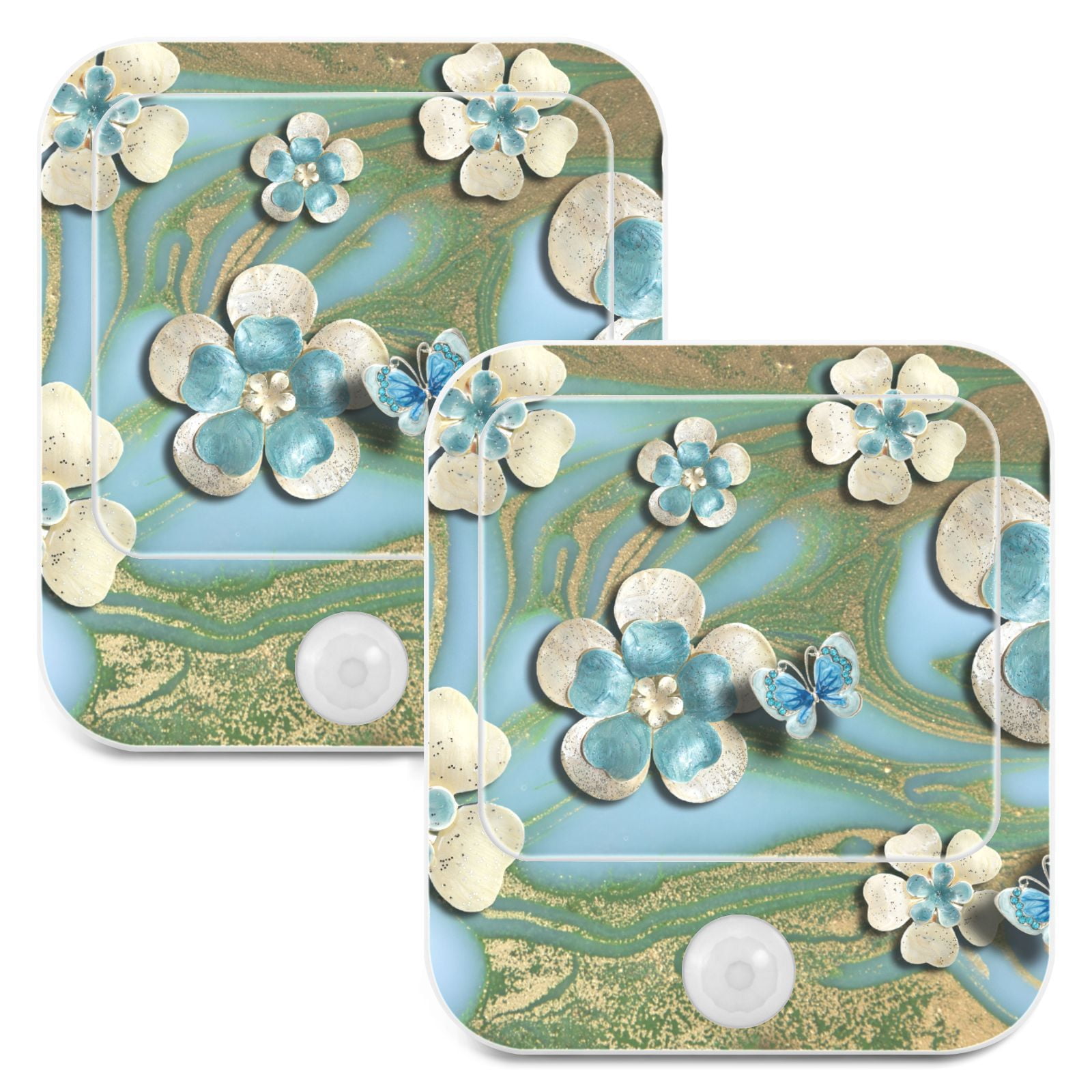 ALAZA Butterfly Cherry Blossom Flower Marble Print Cute Night Lights ...