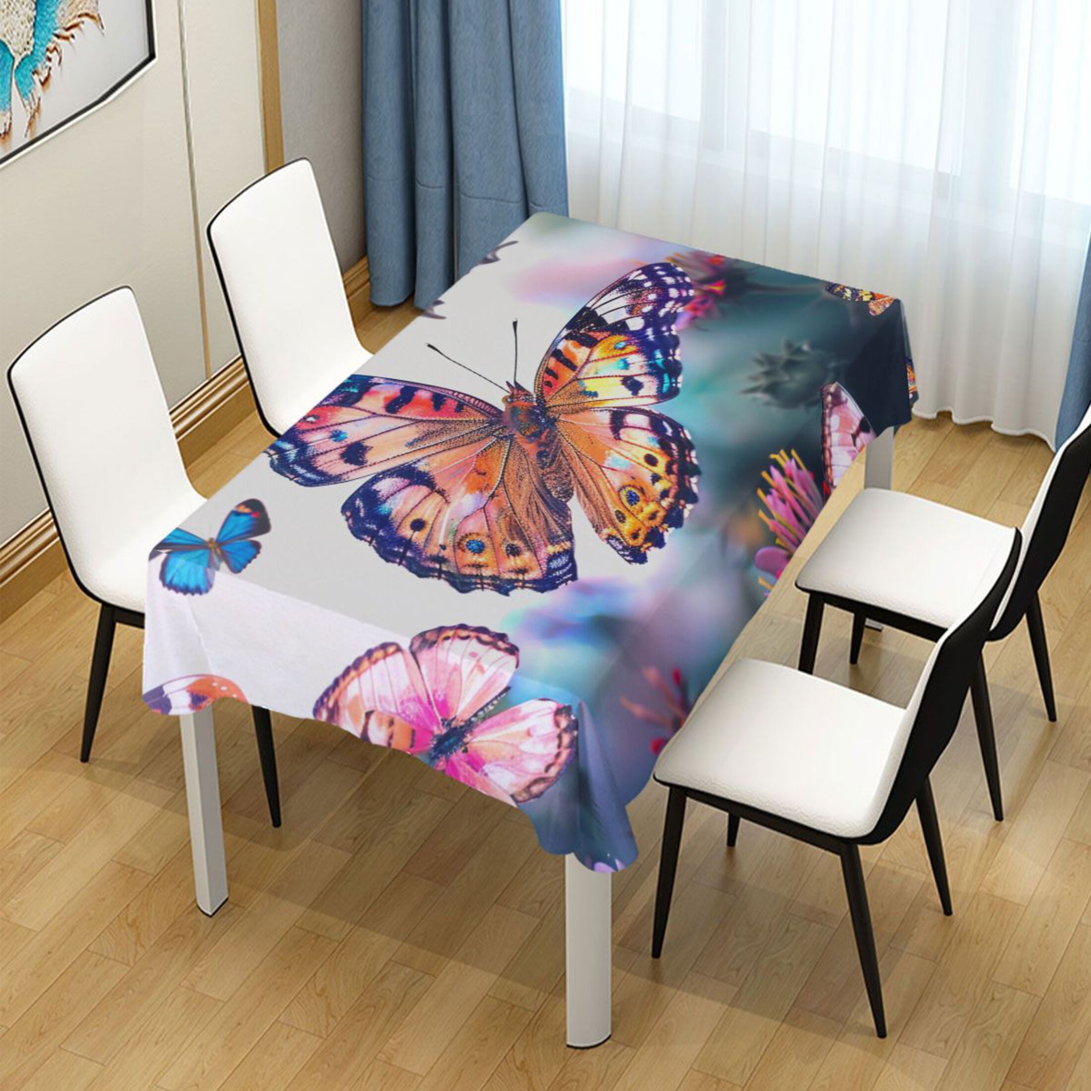 ALAZA Butterfly Flying in Flower Rectangle Tablecloth Tablecover ...