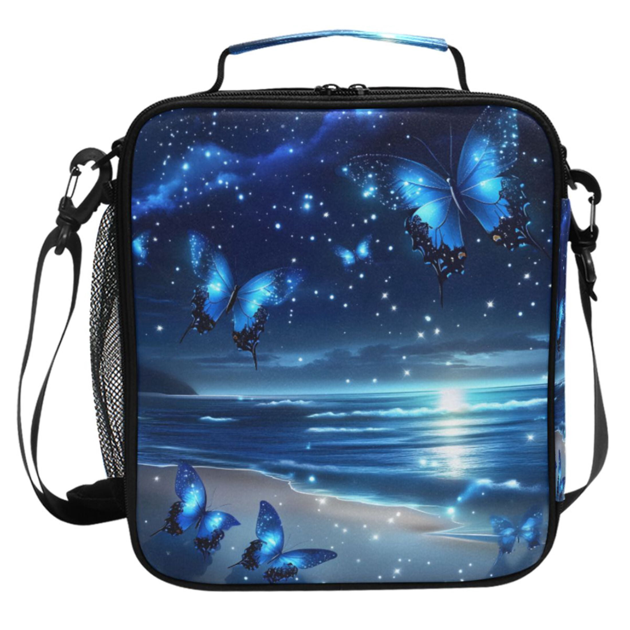 ALAZA Butterfly Galaxy Night Lunch Box Insulated Cooler Lunch Bag with ...