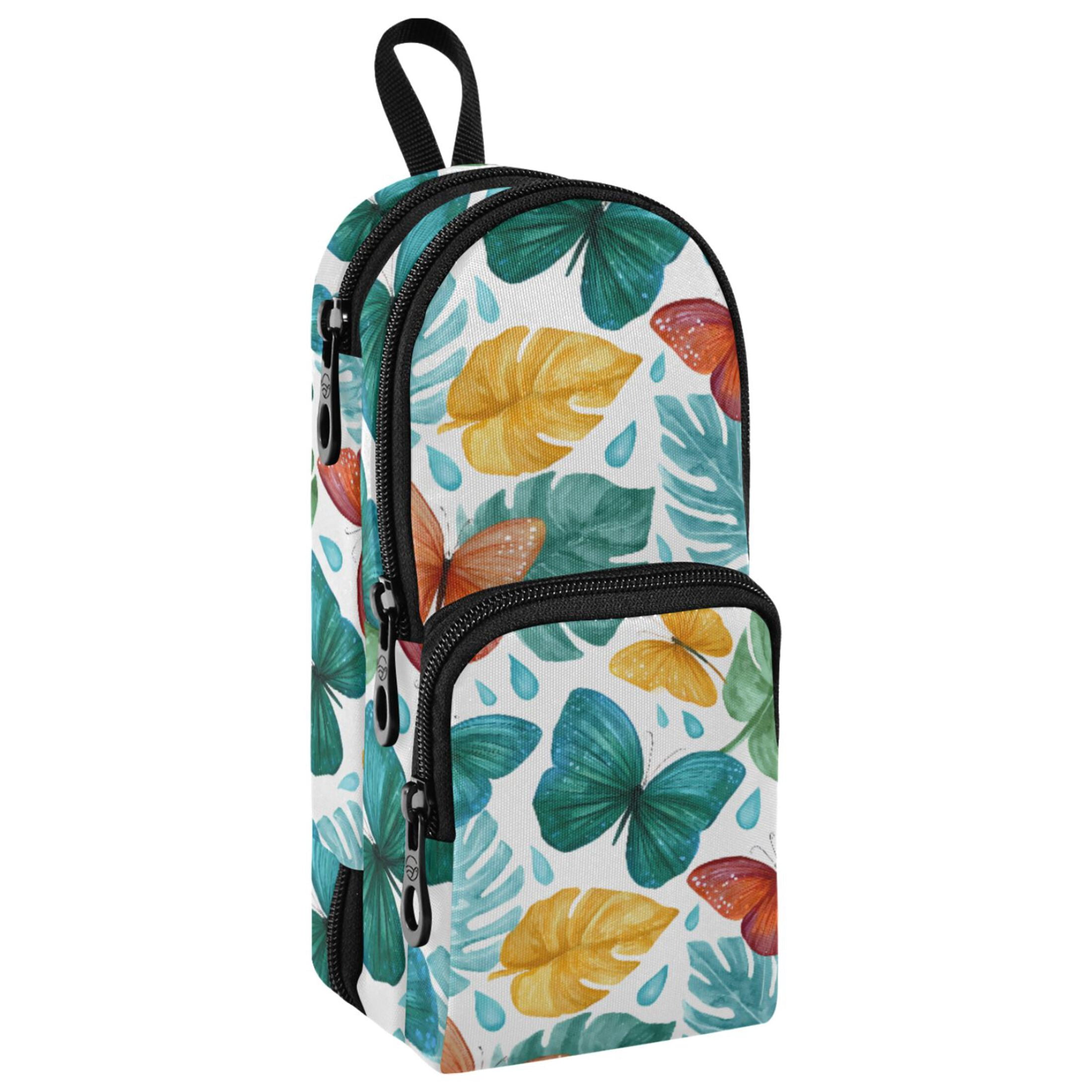ALAZA Butterfly Palm Leaves Pencil Case Pen Pouch Stationery Organizer ...