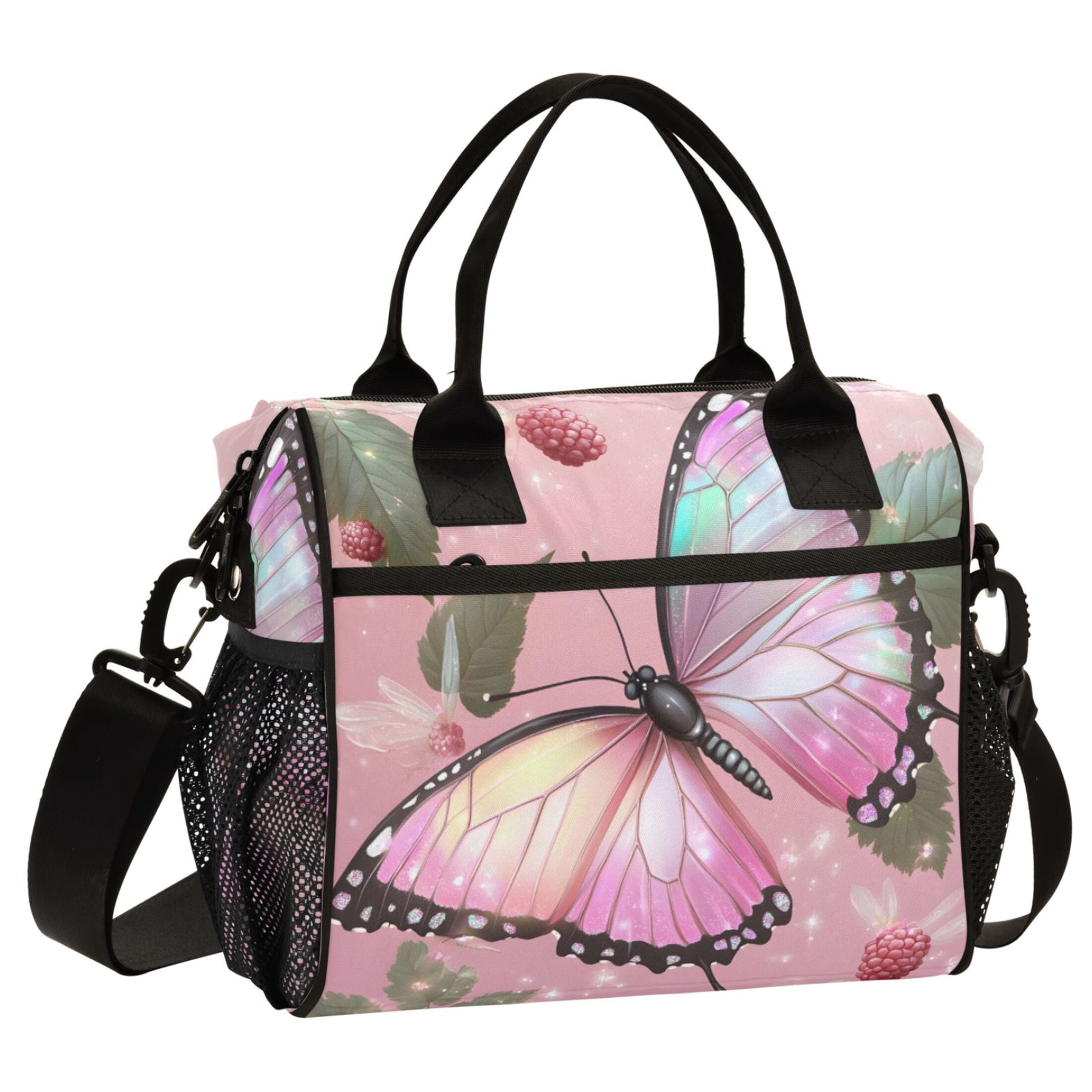 ALAZA Butterfly Print Cooler Lunch Bag Insulated Reusable Lunch Tote ...