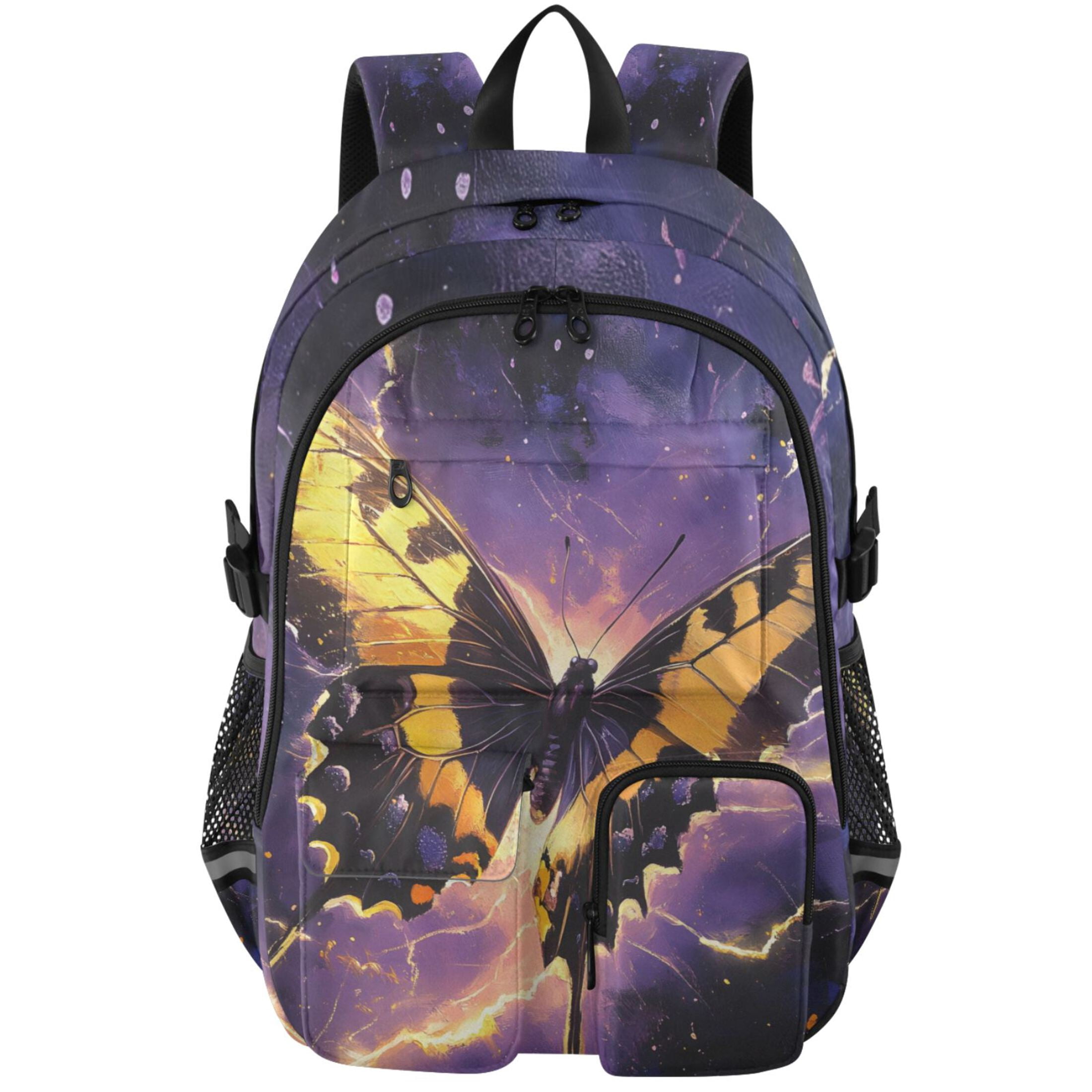 ALAZA Butterfly Purple Lightning Print Student Backpack School Bookbag ...