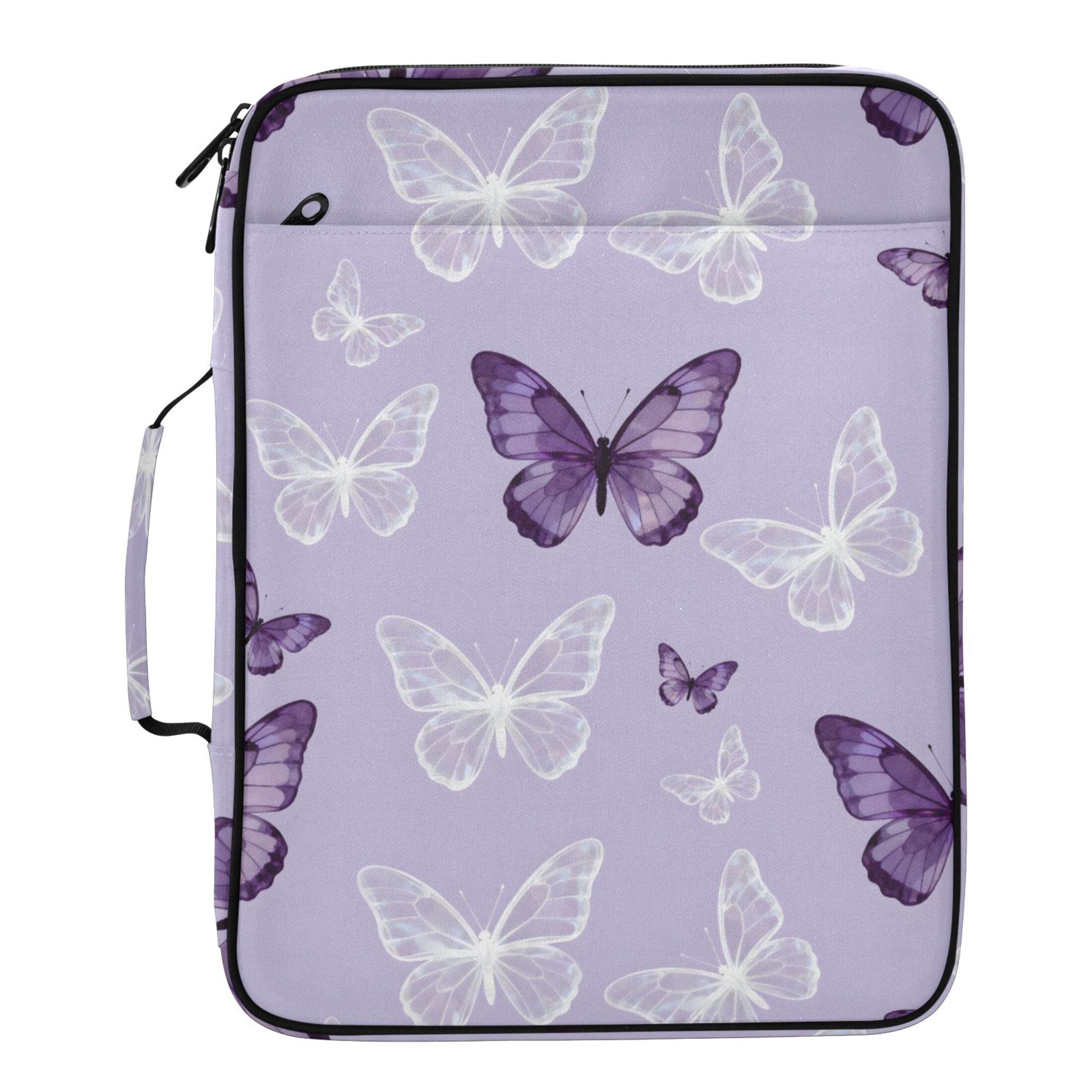 ALAZA Butterfly Purple Pattern Expanding Accordion File Folder 3 Ring ...