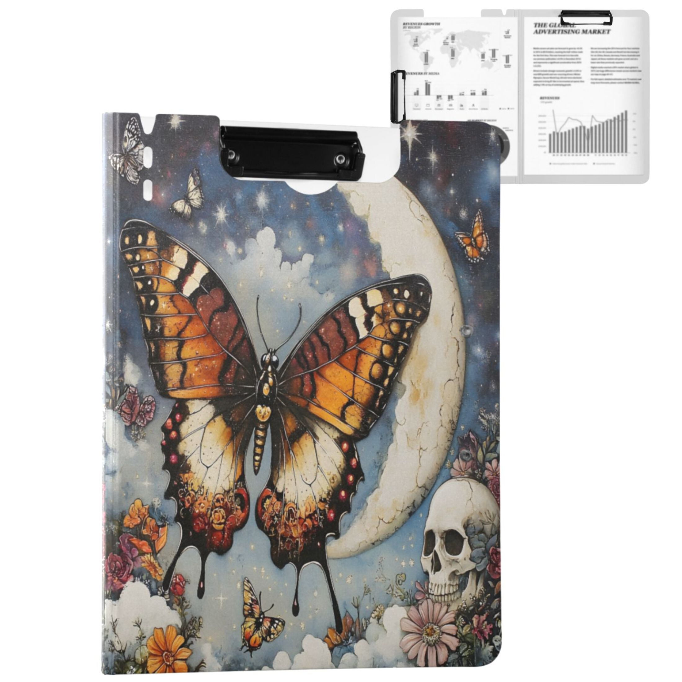ALAZA Butterfly Skeleton A4 Foldable Clipboard 360 Degree Folder Binder ...