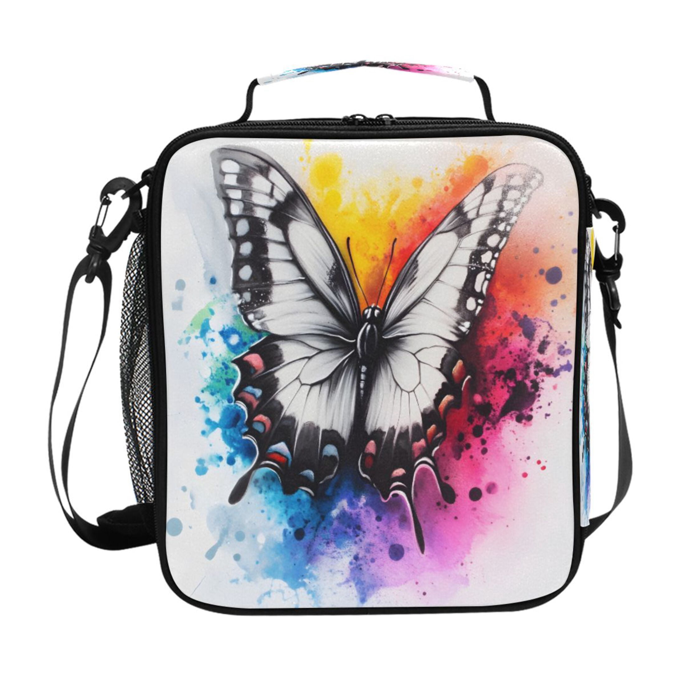ALAZA Butterfly Watercolor Lunch Box Insulated Lunch Bag Reusable ...