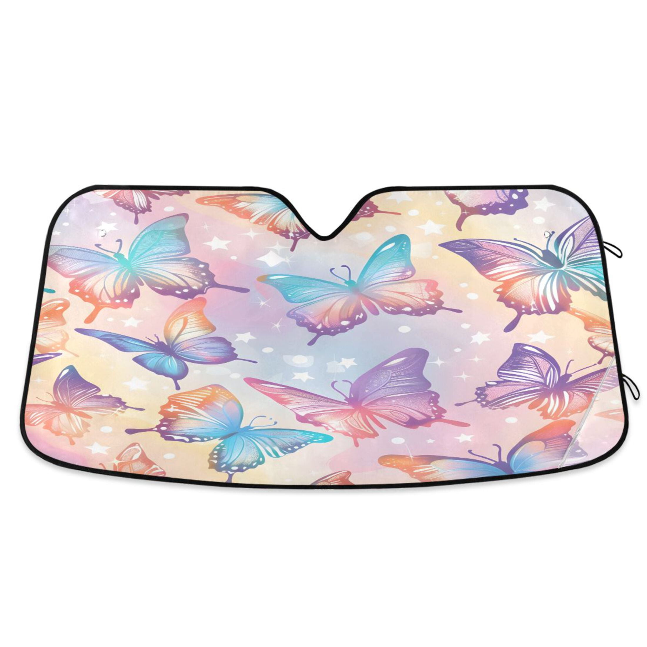 ALAZA Butterfly and Stars Windshield Sun Shade Car Foldable Visor Block ...