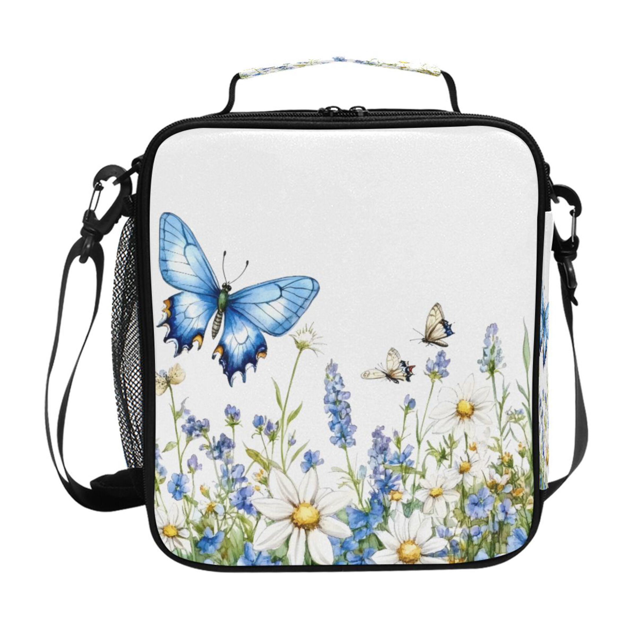 ALAZA Butterfly in Flowers Lunch Box Insulated Lunch Bag Reusable ...