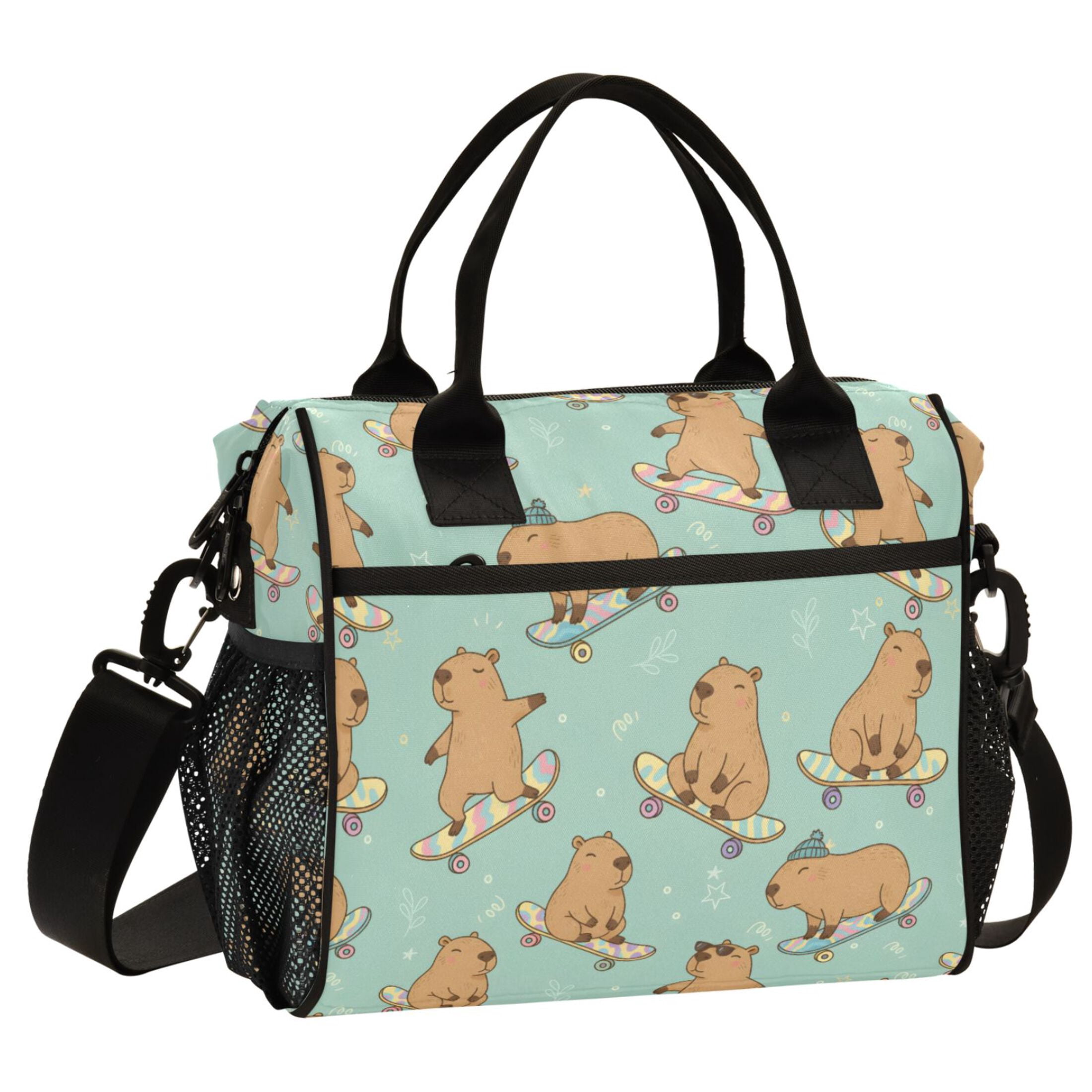 ALAZA Capybara Skating Print Cooler Lunch Bag Insulated Reusable Lunch ...
