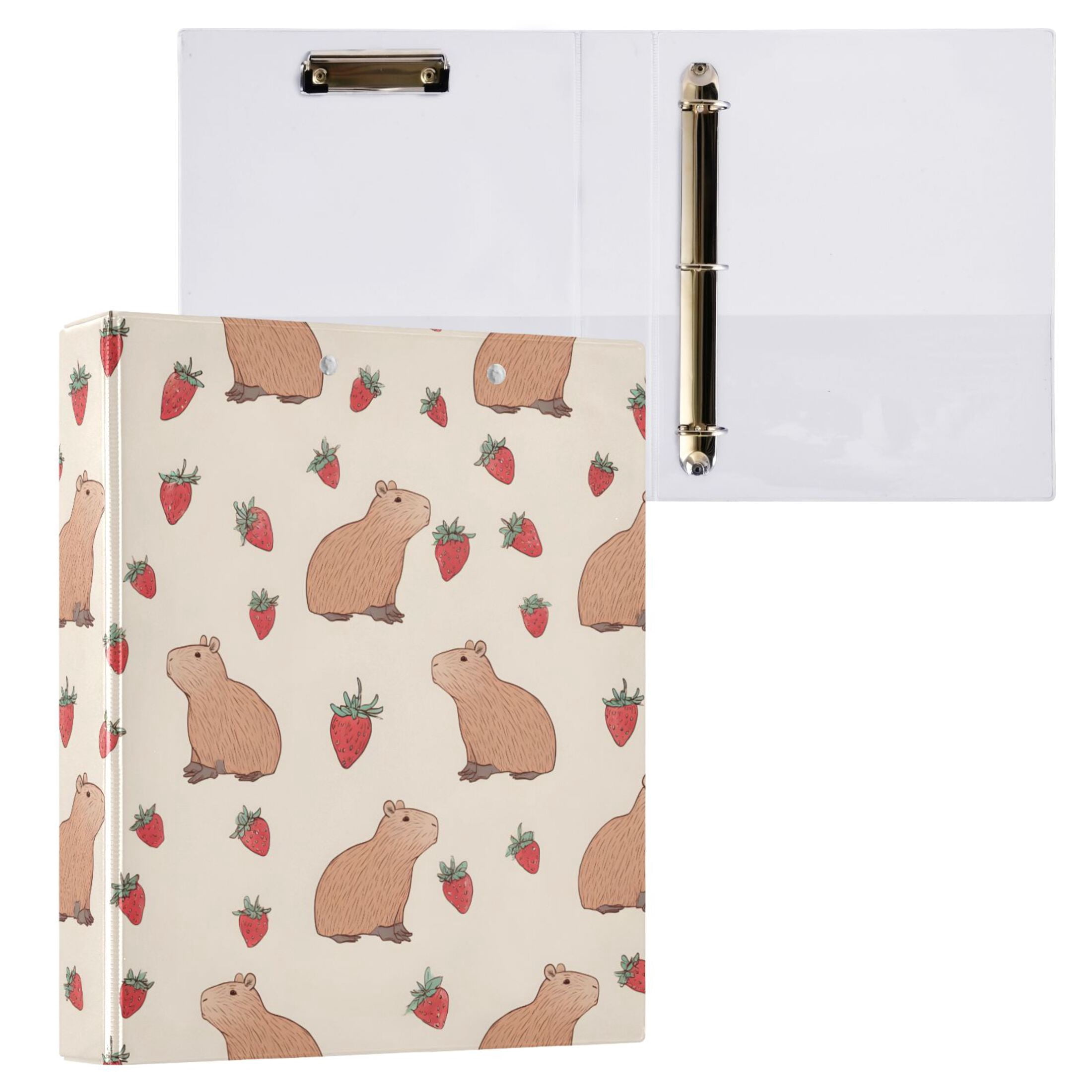 ALAZA Capybara Strawberry Pattern Hardcover 3 Ring Binder 1.5" D-Rings ...