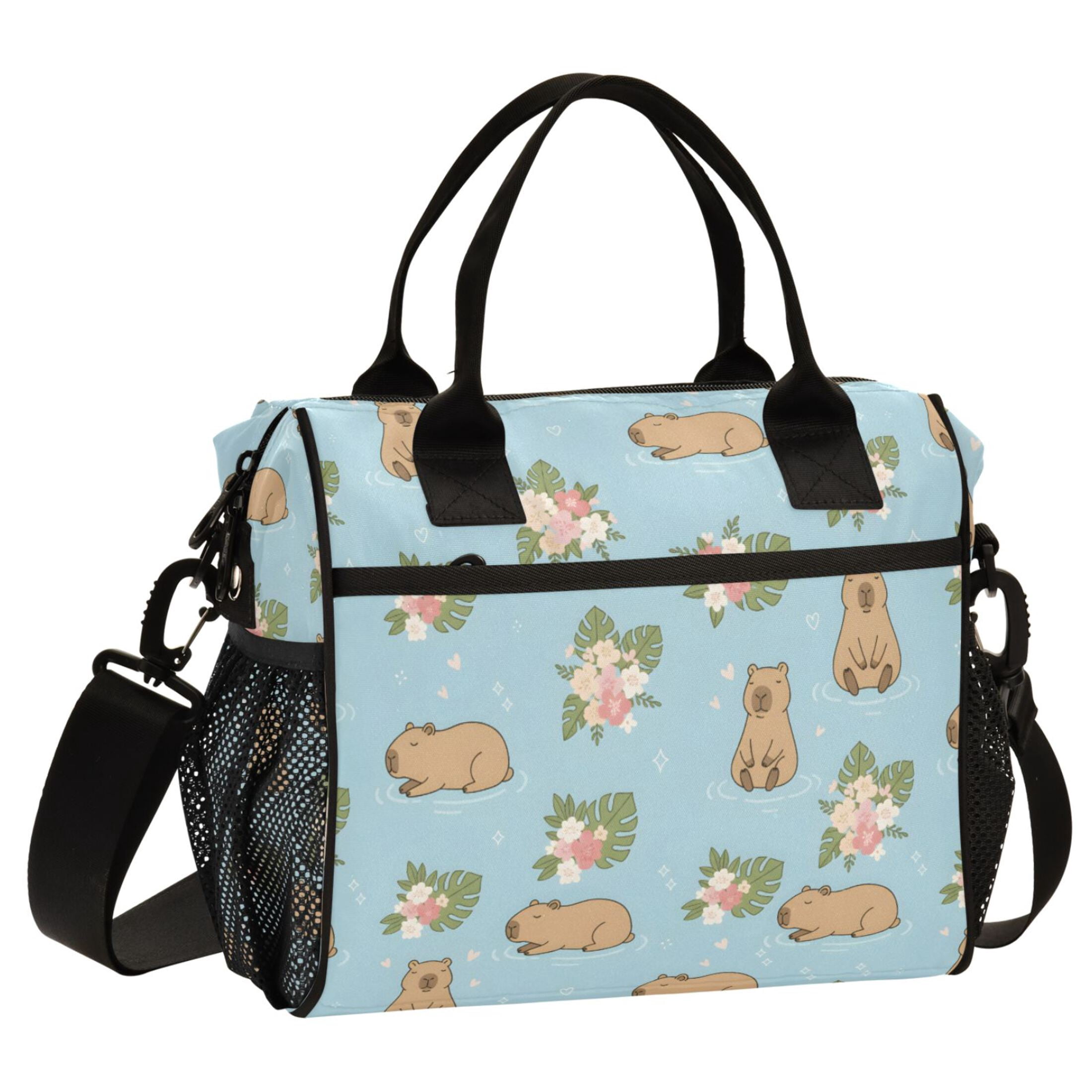 ALAZA Capybara and Flowers Print Cooler Lunch Bag Insulated Reusable ...