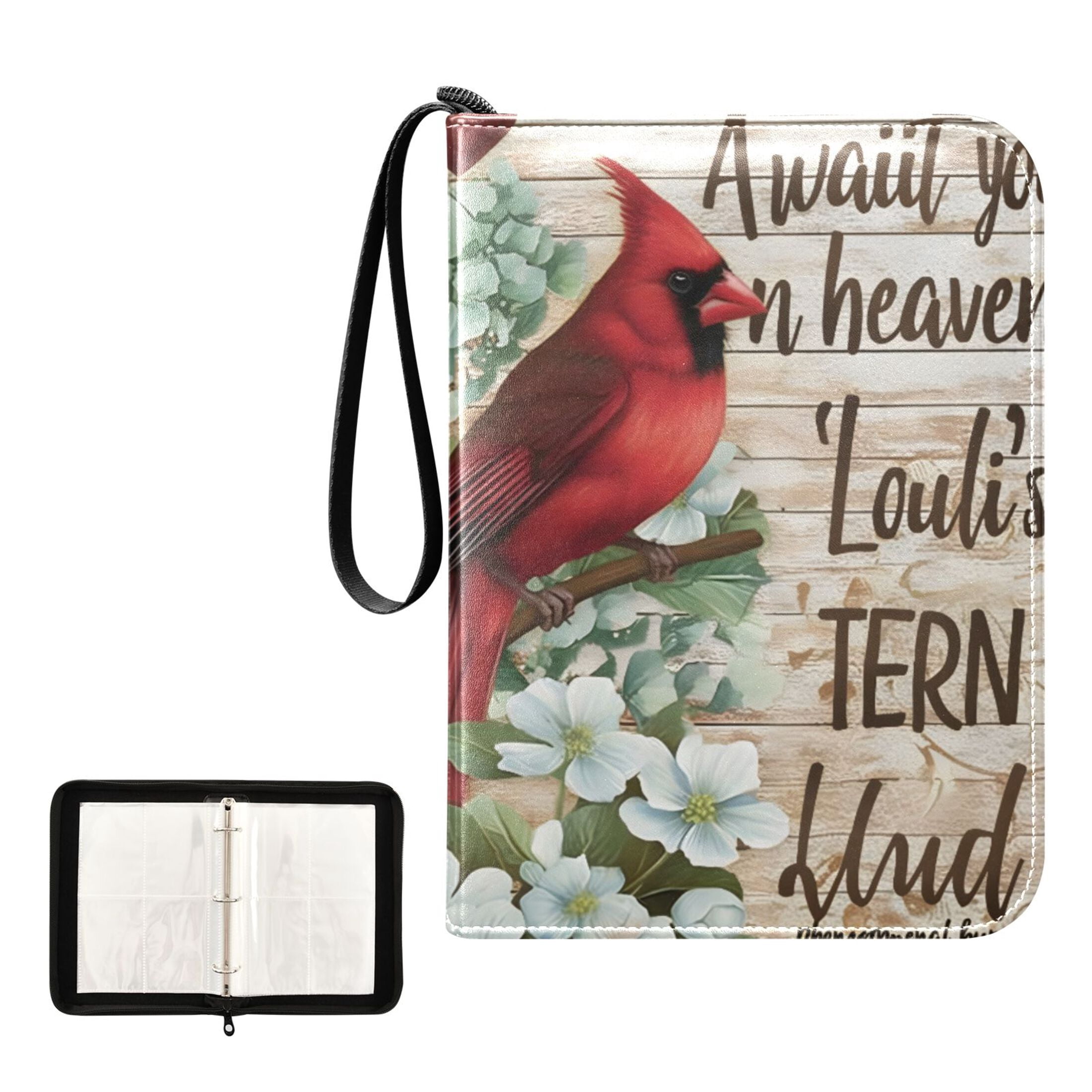 ALAZA Cardinal on Flowers Trading Card Binder 4 Pocket Cards Collection ...