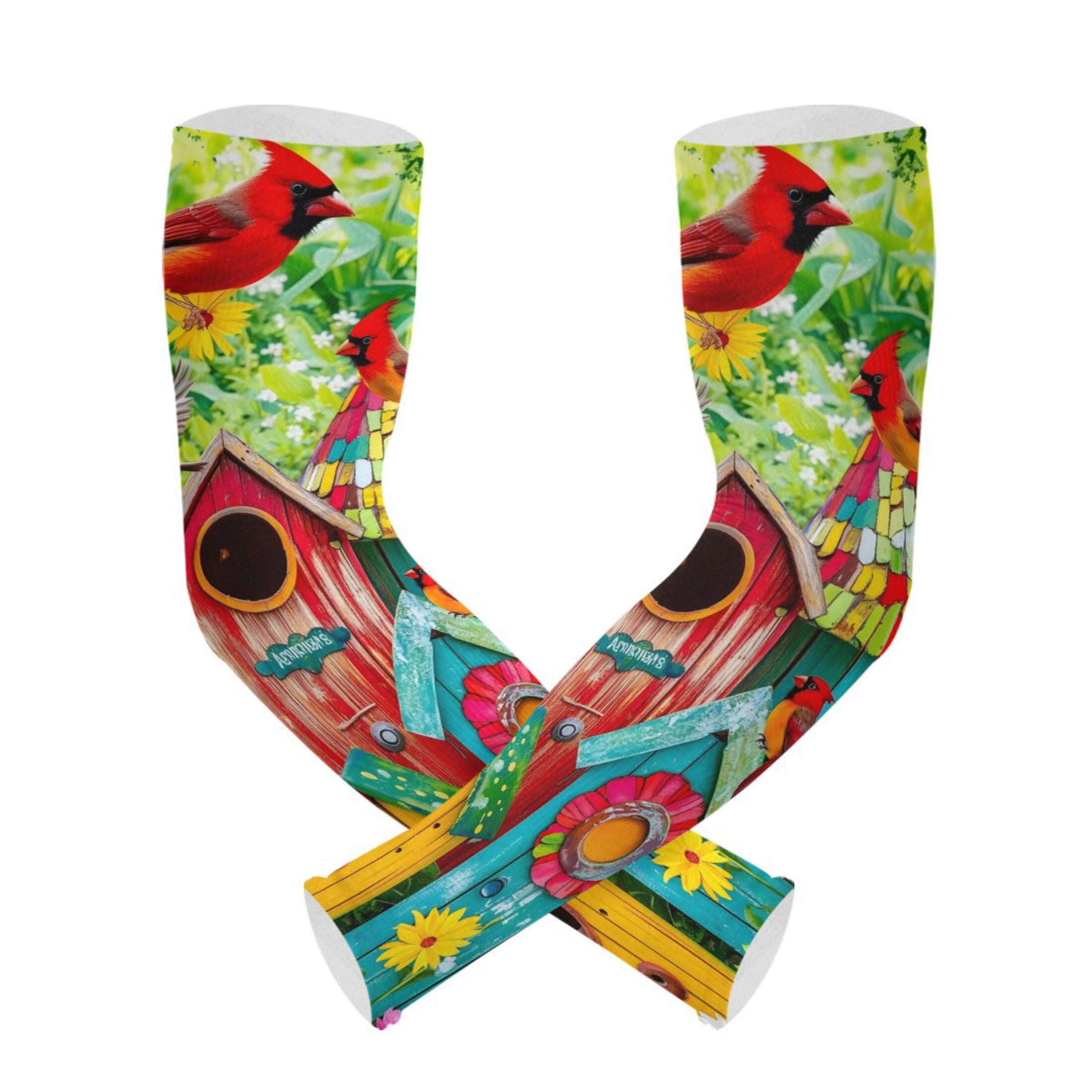 ALAZA Cardinals Birdhouses Flowers UV Sun Protection Arm Sleeves UPF 50 ...