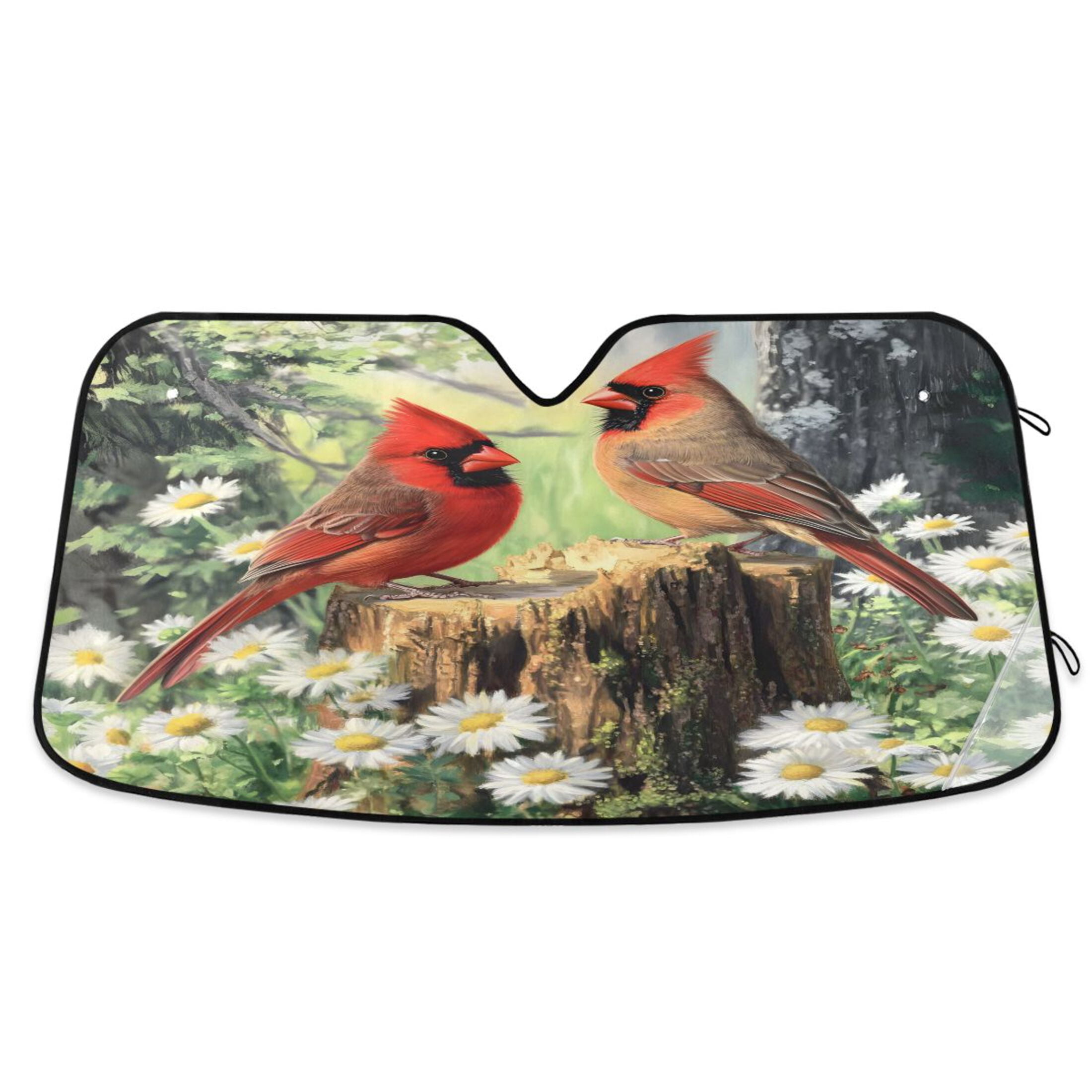 ALAZA Cardinals Daisy Floral Pattern Car Windshield Sun Shade Foldable ...