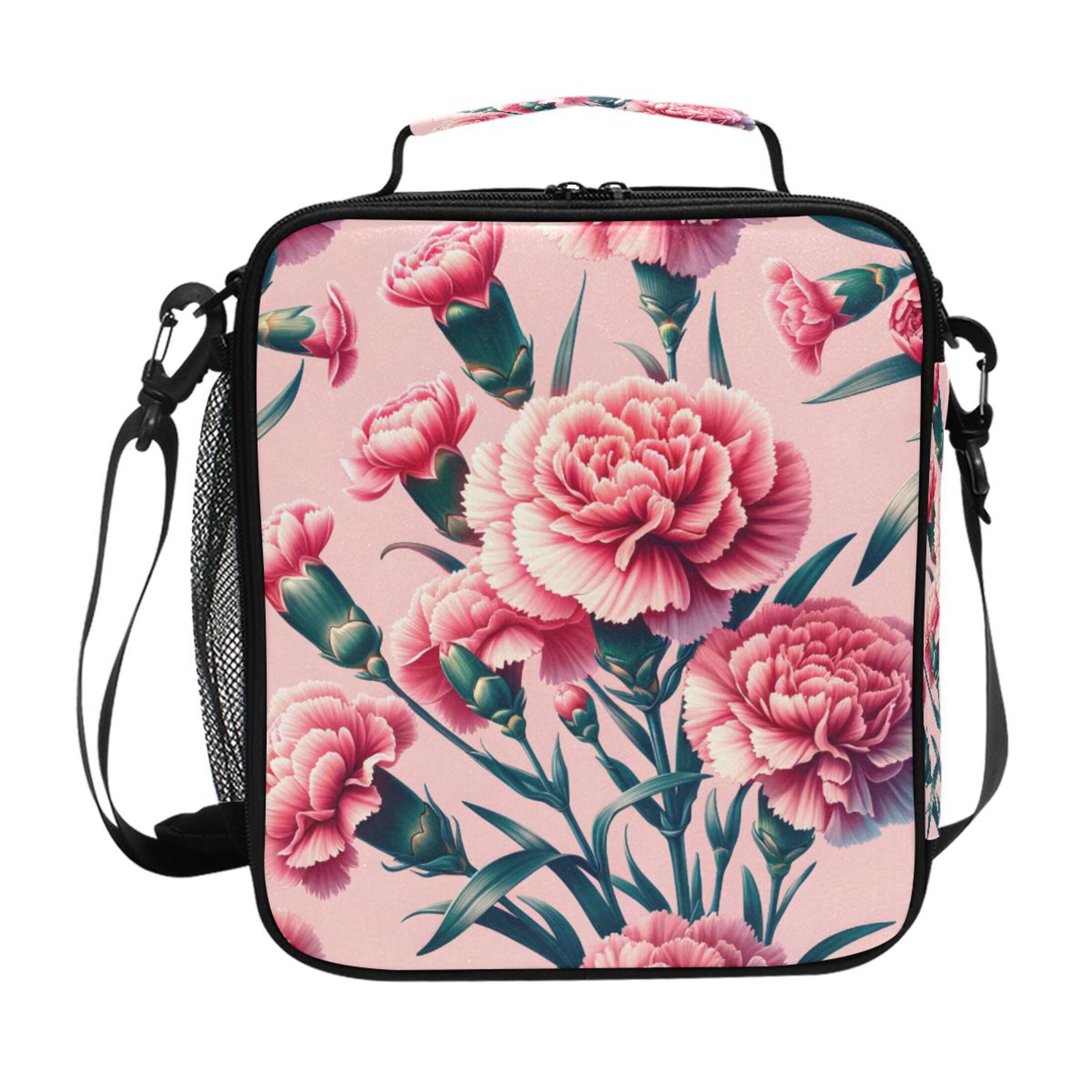 ALAZA Carnation Bouquet Flowers Lunch Box Insulated Lunch Bag Reusable ...