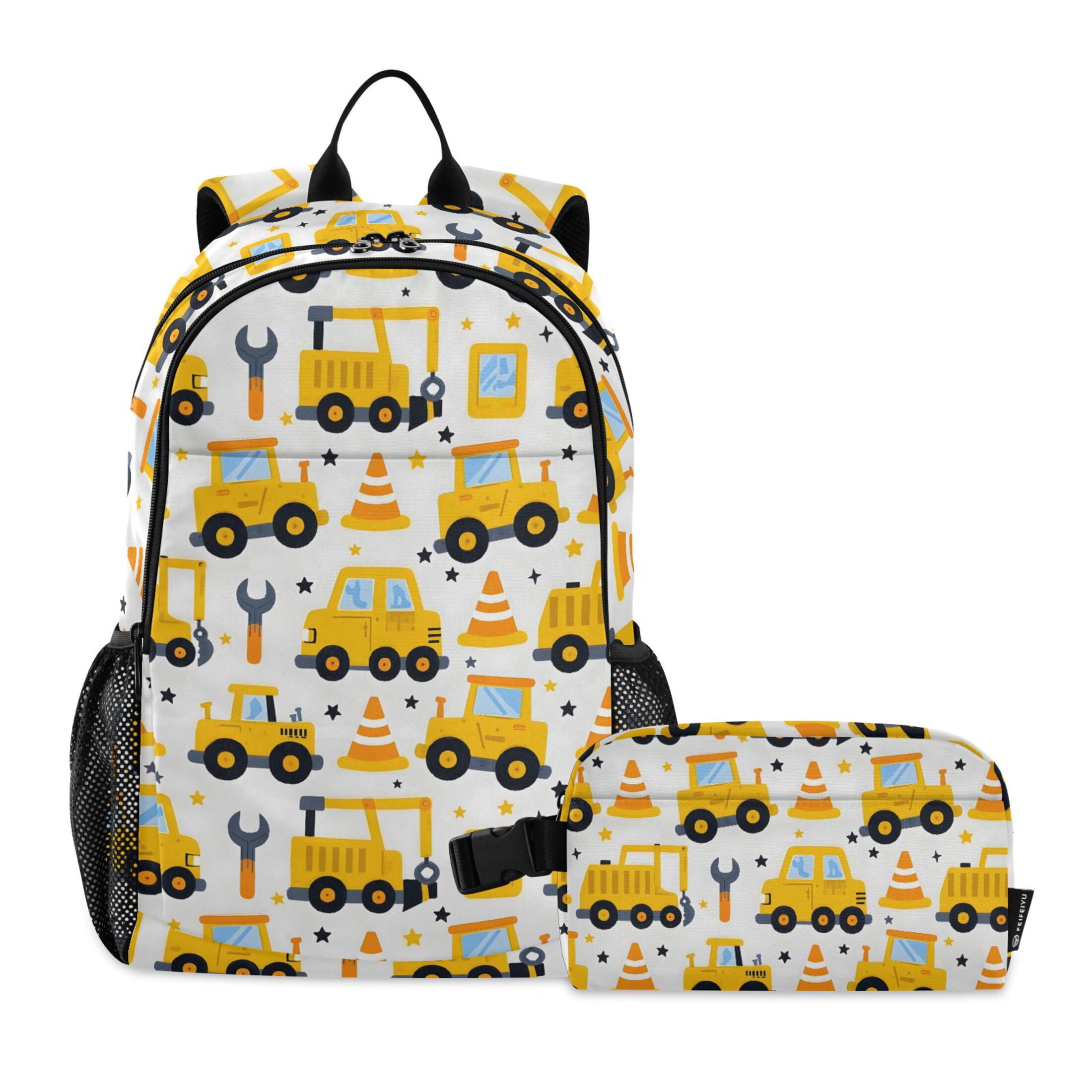 ALAZA Carton Engineering Trucks School Backpack Lunch Box Set Student ...