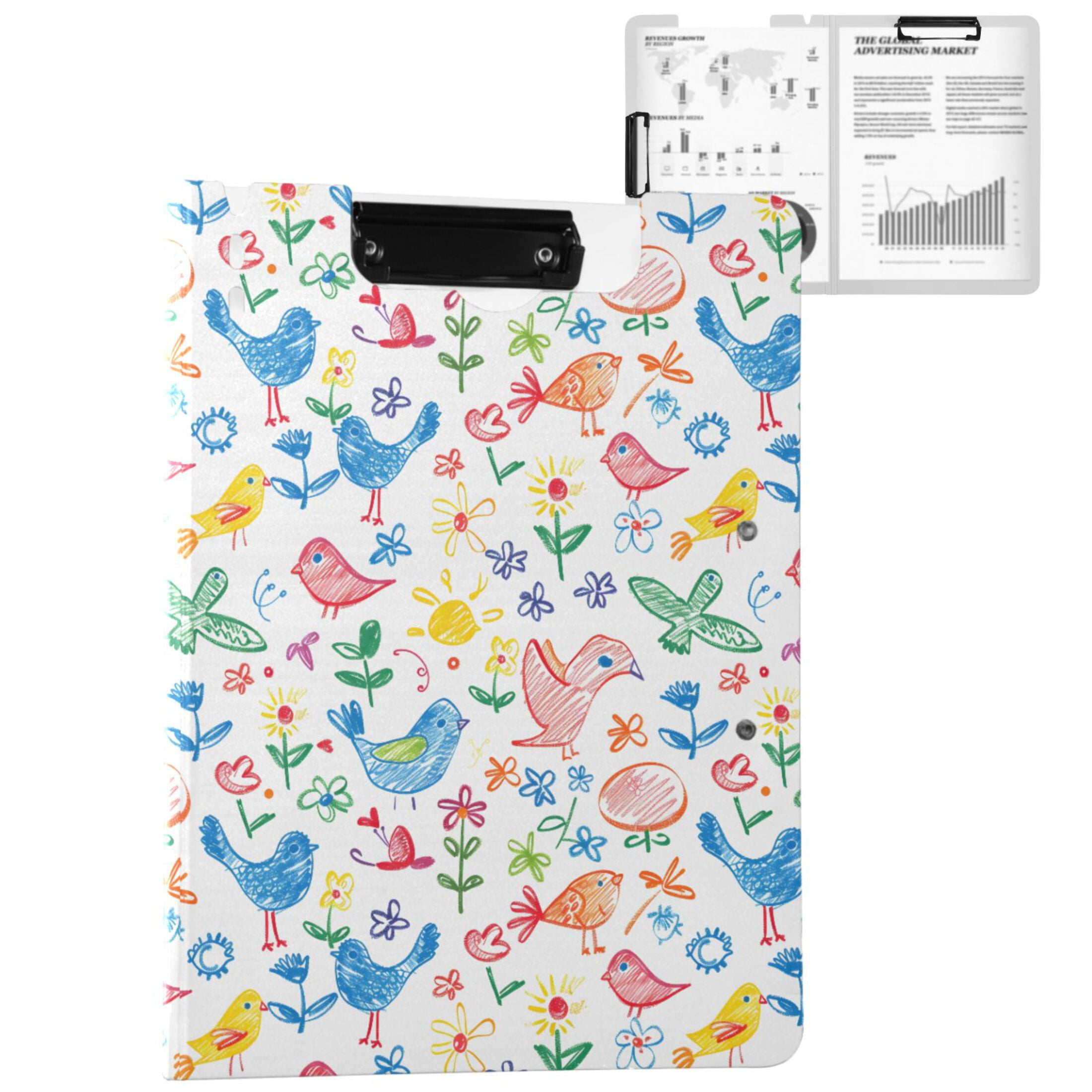 ALAZA Cartoon Animal Birds A4 Foldable Clipboard 360 Degree Folder ...