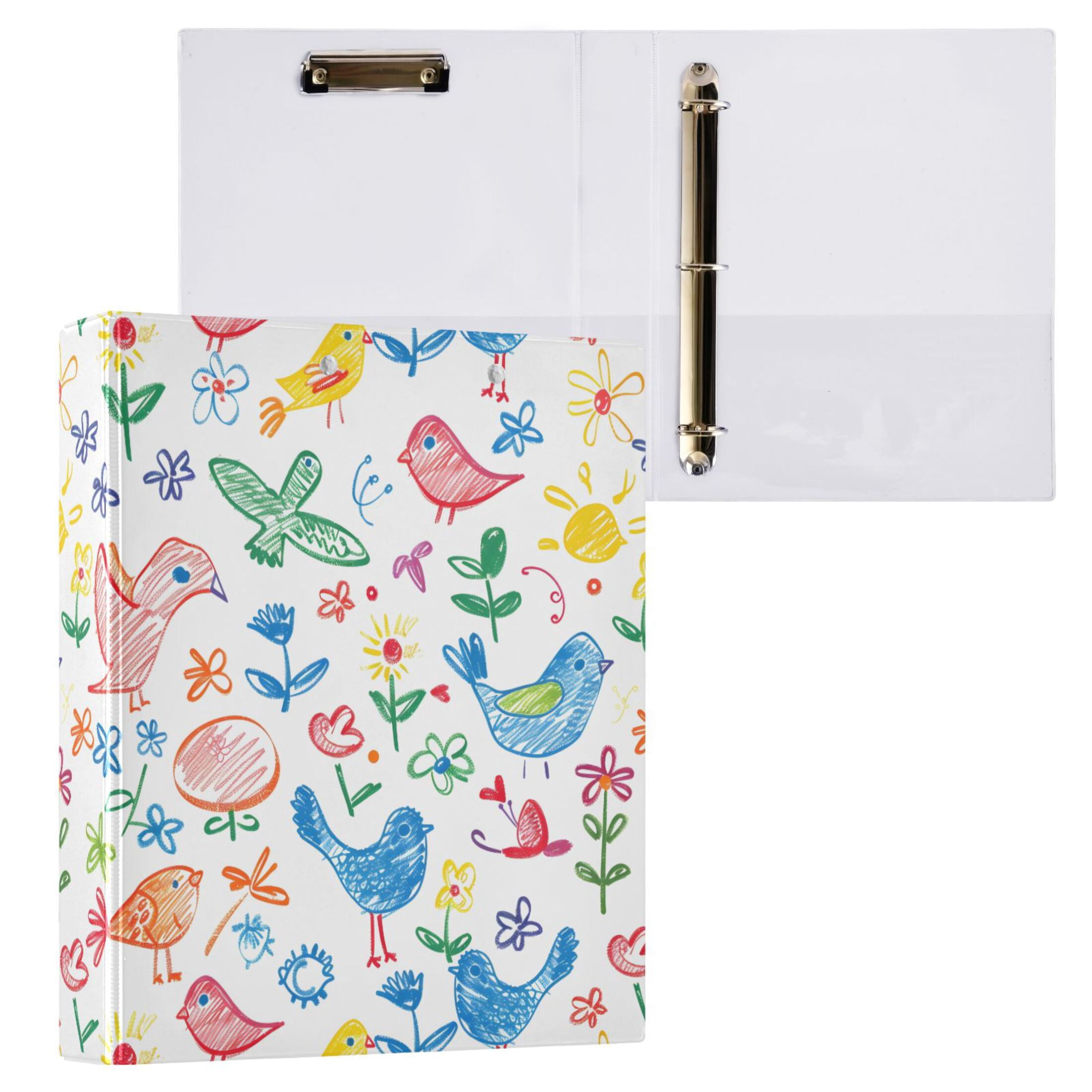 ALAZA Cartoon Animal Birds Hardcover 3 Ring Binder 1.5" D-Rings with ...