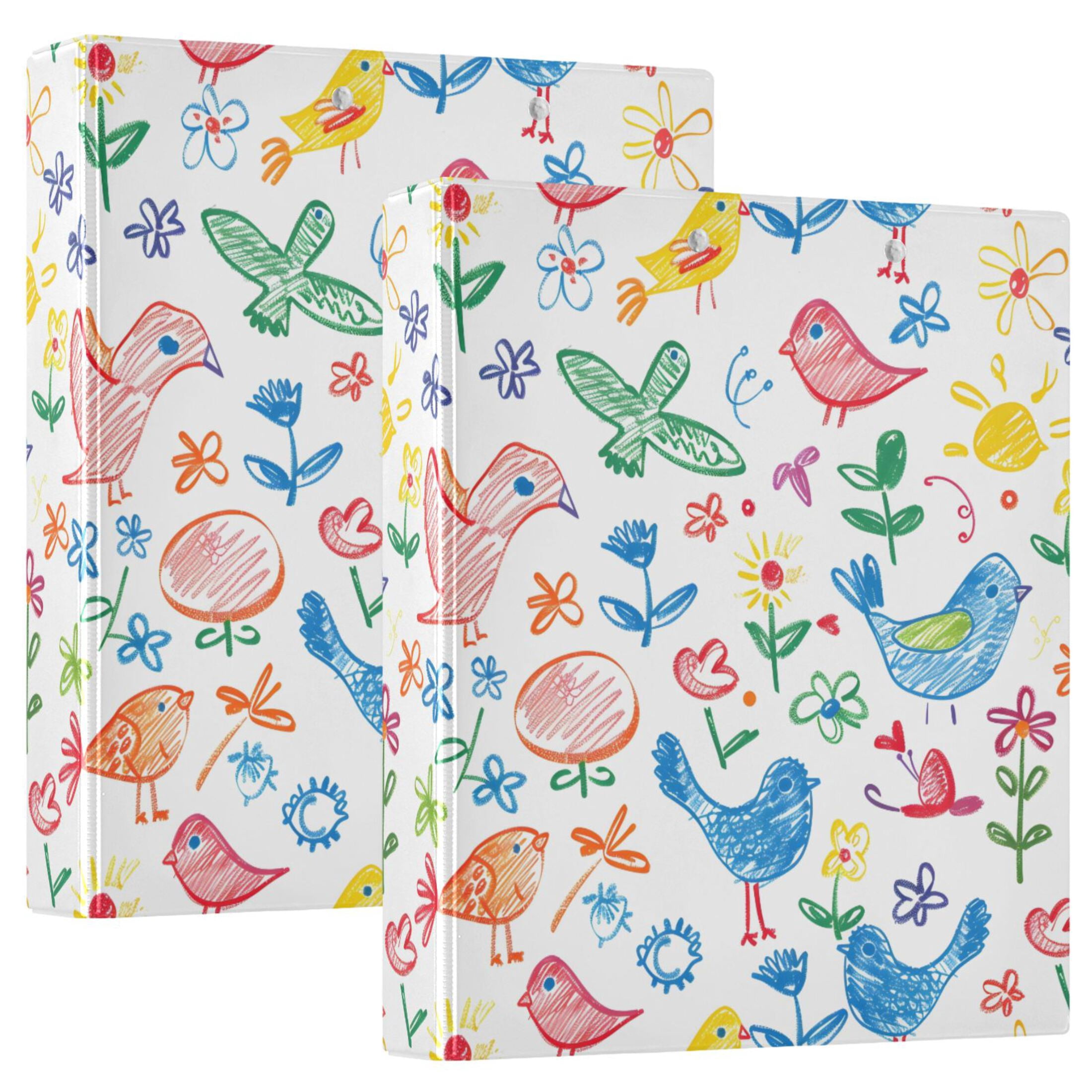 ALAZA Cartoon Animal Birds Hardcover 3 Ring Binder 1.5" D-Rings with ...