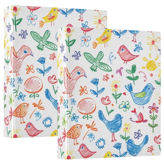 ALAZA Cartoon Animal Birds Hardcover 3 Ring Binder 1.5" D-Rings with ...