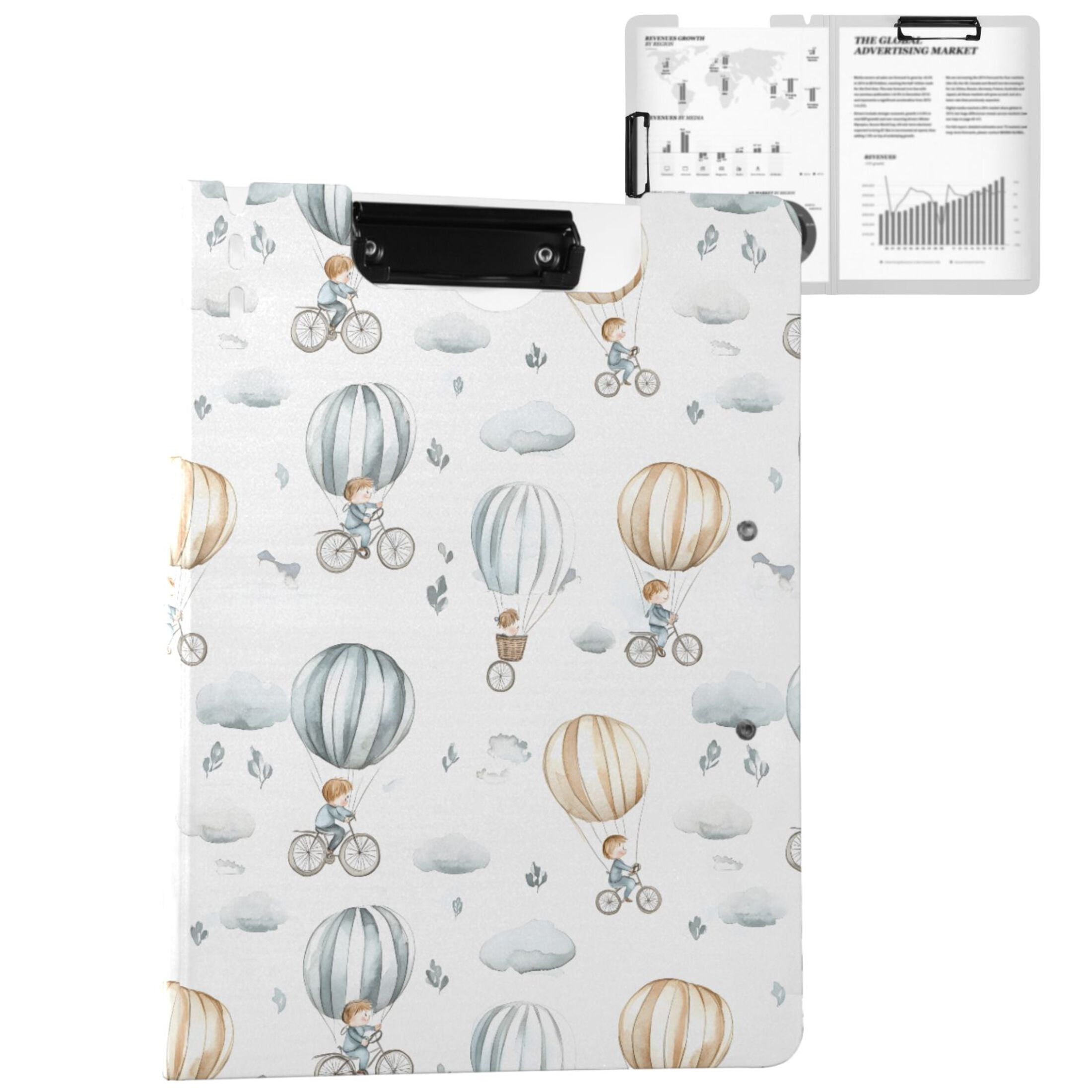 ALAZA Cartoon Balloon Bicycles A4 Foldable Clipboard 360 Degree Folder ...
