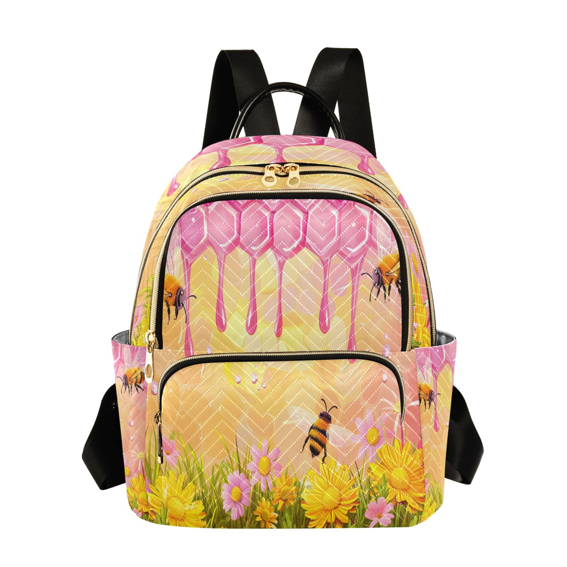ALAZA Cartoon Bees and Flowers Womens Travel Laptop Backpack Large ...