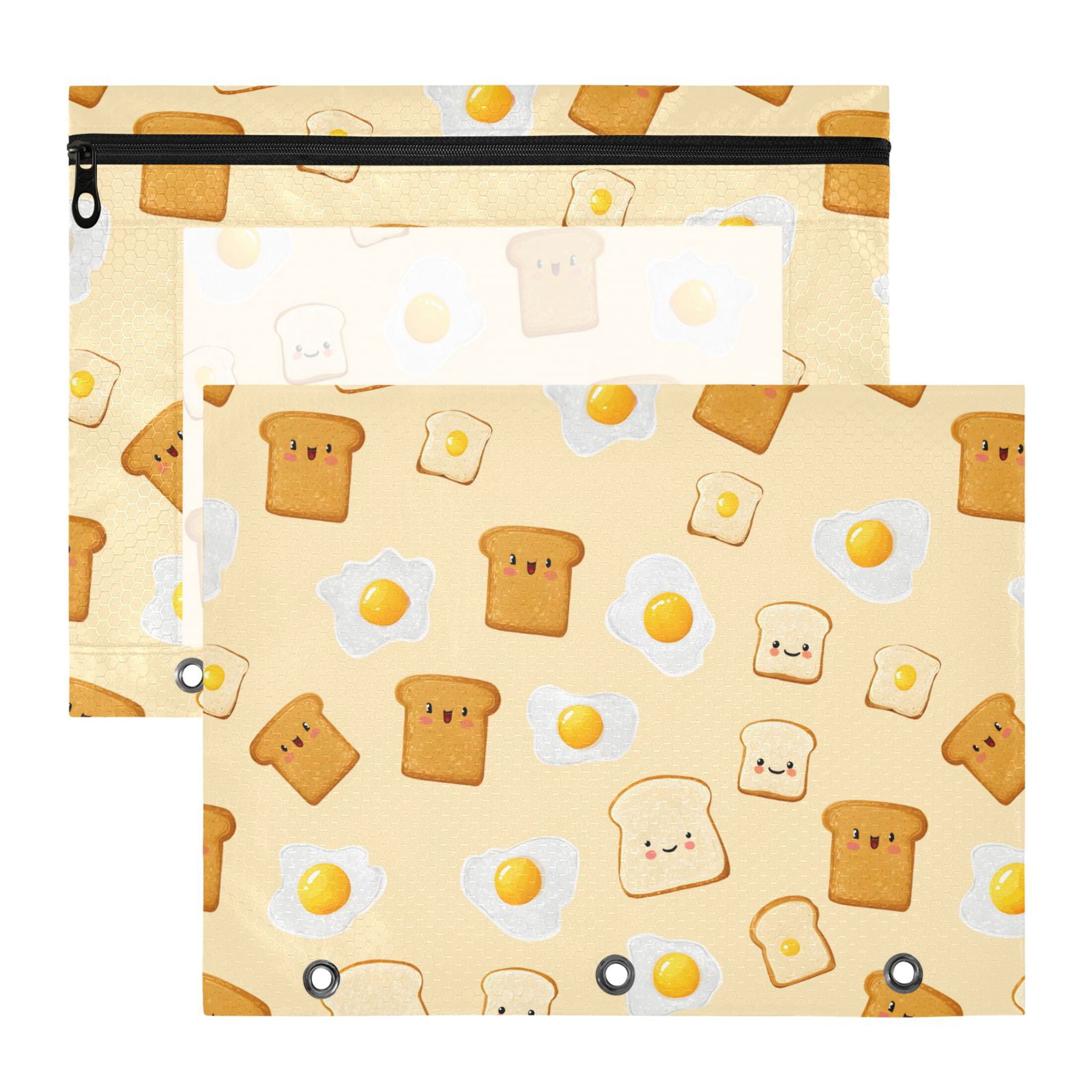 ALAZA Cartoon Bread Pattern Pencil Pouch 3 Ring Binder with Clear ...