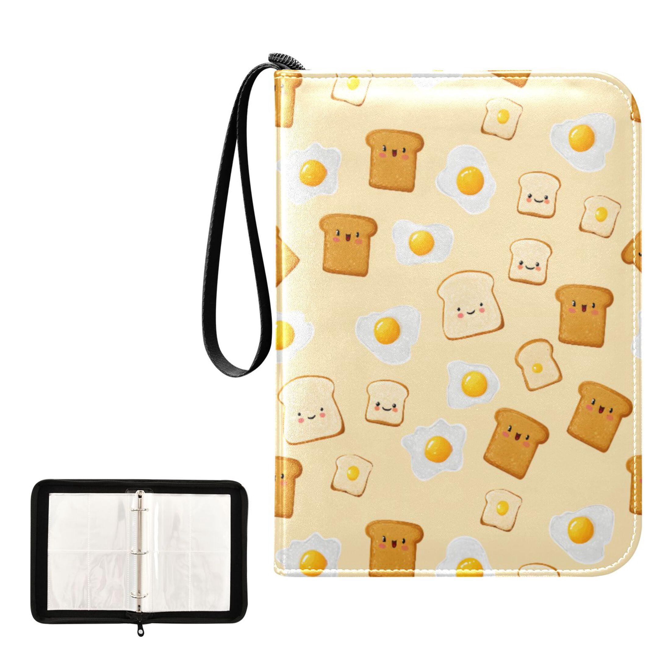 ALAZA Cartoon Bread Pattern Trading Card Binder 4 Pocket Cards ...