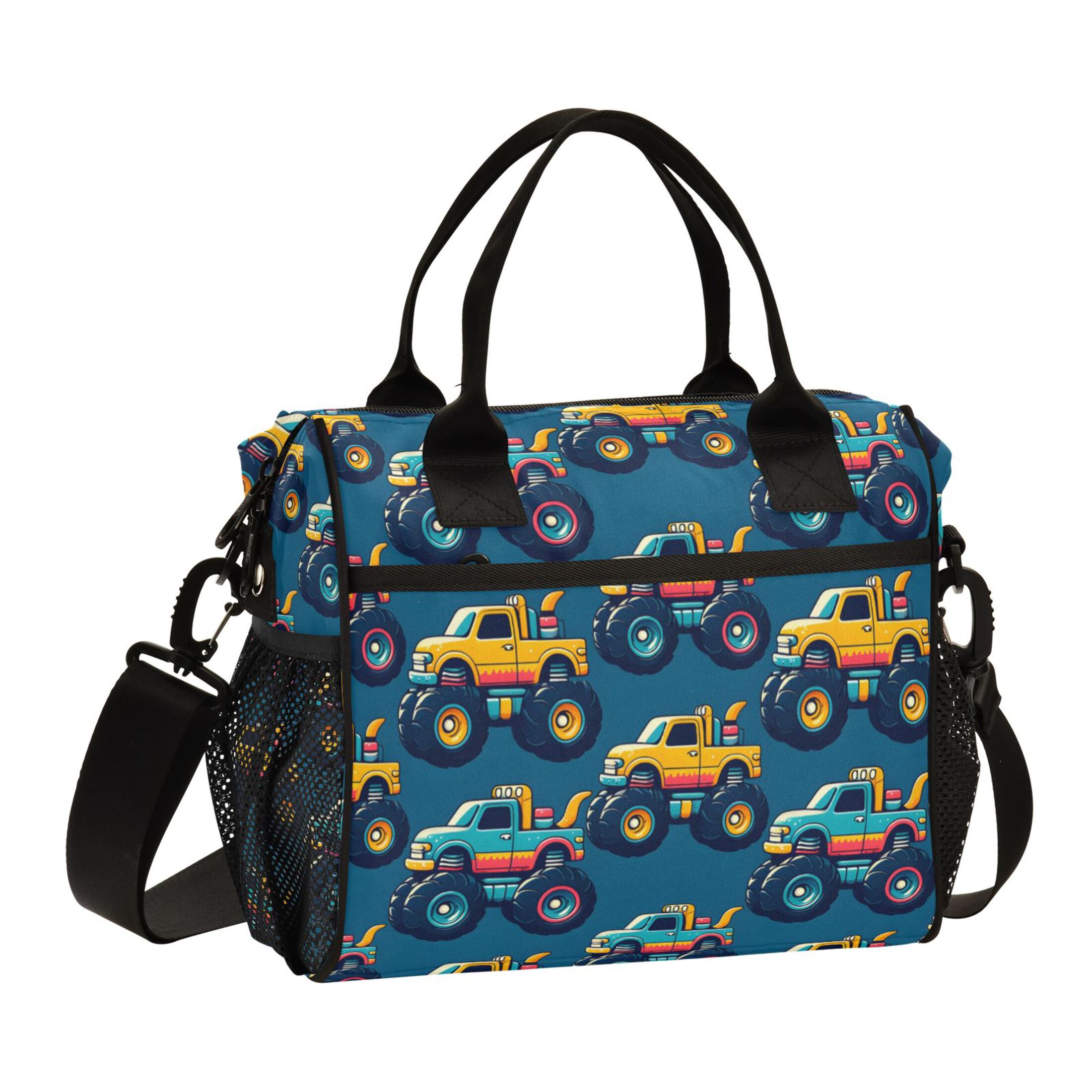 ALAZA Cartoon Car Vehicles Insulated Lunch Bag Reusable Tote Box ...