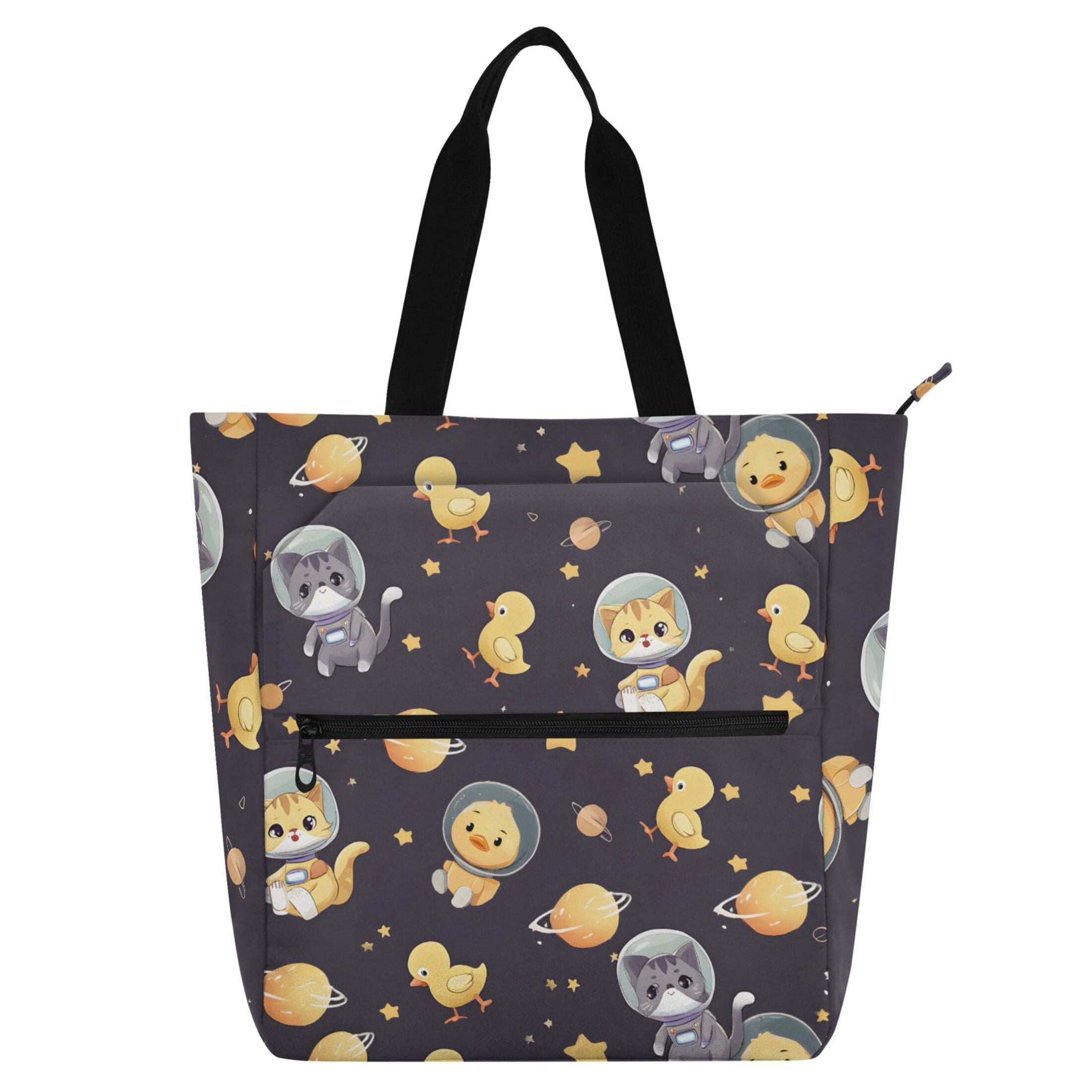 ALAZA Cartoon Cat Astronaut Duck School Book Bag Kids Tote Bags Handbag ...