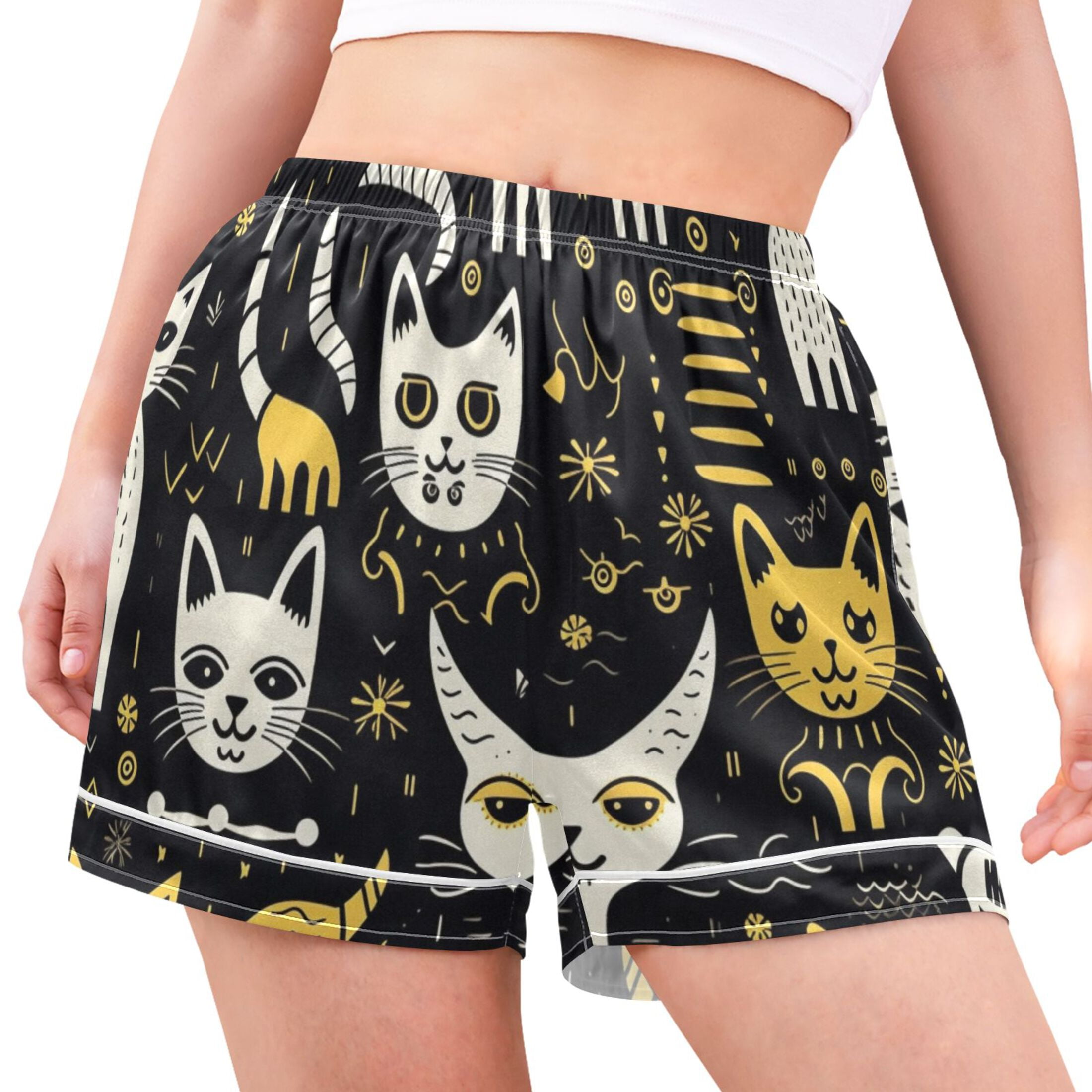 ALAZA Cartoon Cats Women's Pajama Lounge Shorts Bottoms Sleep Short S ...