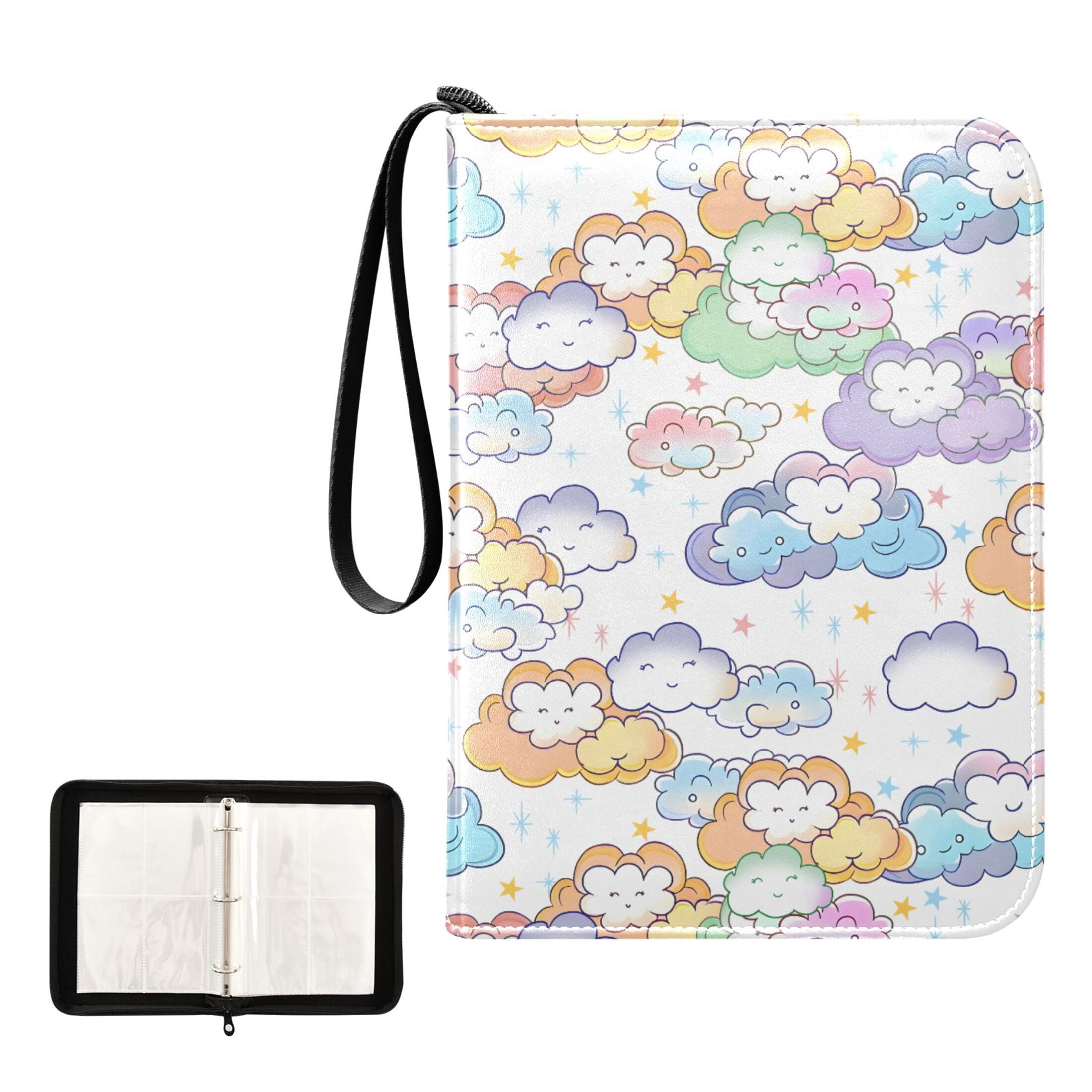 ALAZA Cartoon Clouds Cute Trading Card Binder 4 Pocket Cards Collection ...