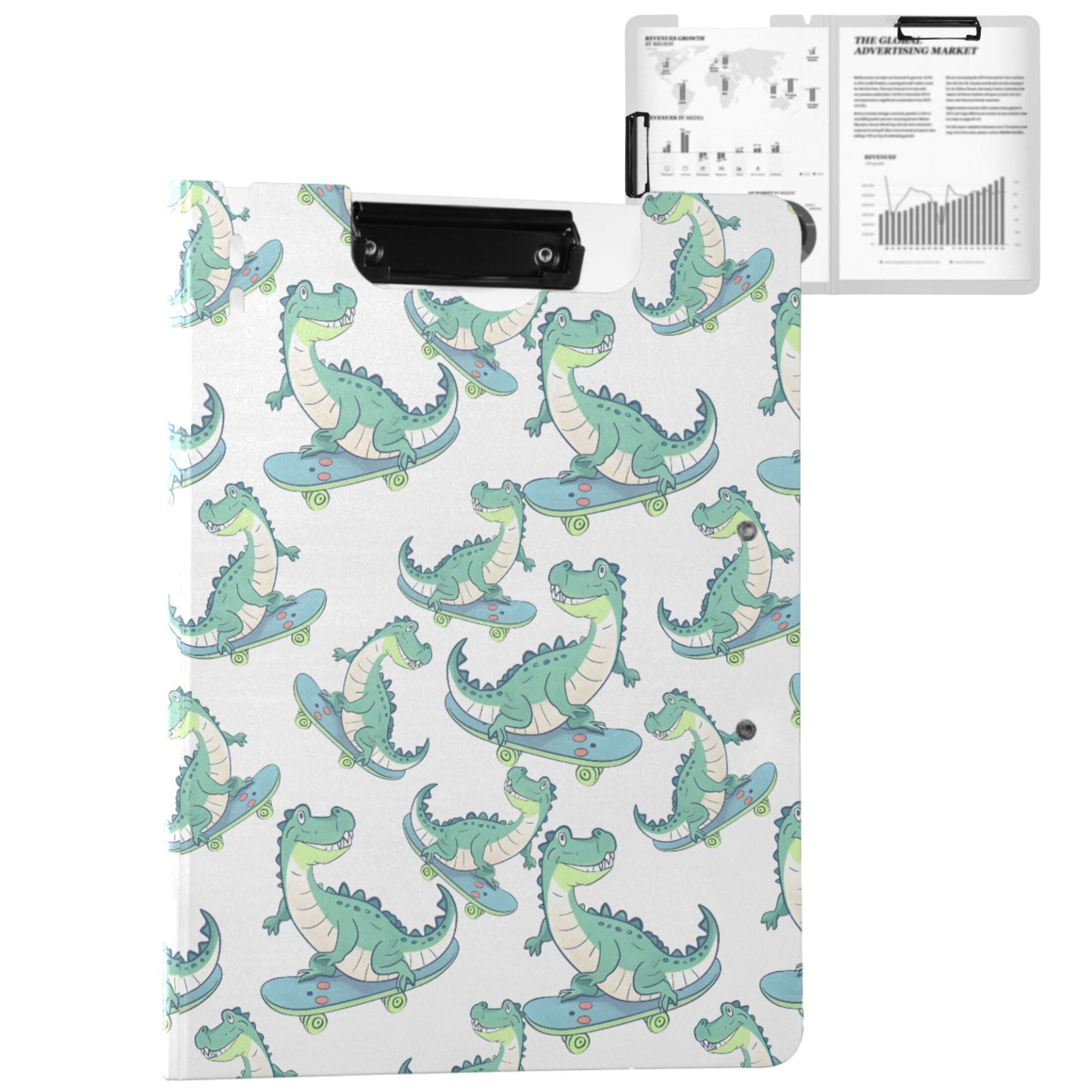 ALAZA Cartoon Crocodile Skating A4 Foldable Clipboard 360 Degree Folder ...