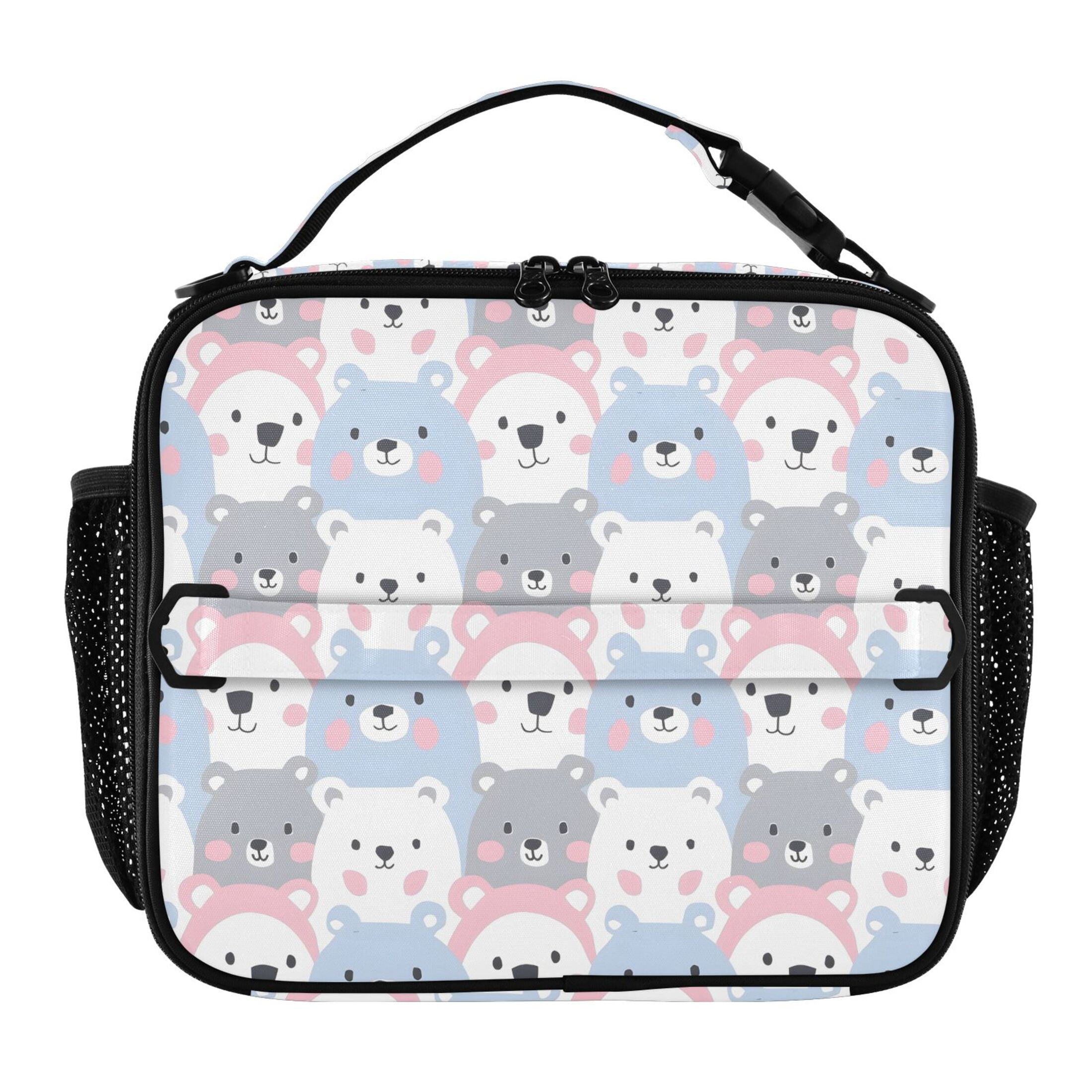 ALAZA Cartoon Cute Bear Face Lunch Box Insulated Lunch Bag Cooler Tote ...