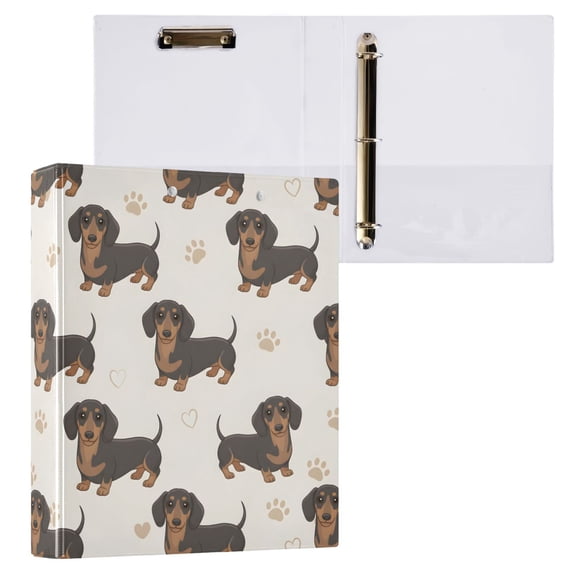 ALAZA Cartoon Dachshund Dogs Hardcover 3 Ring Binder 1.5" D-Rings with ...