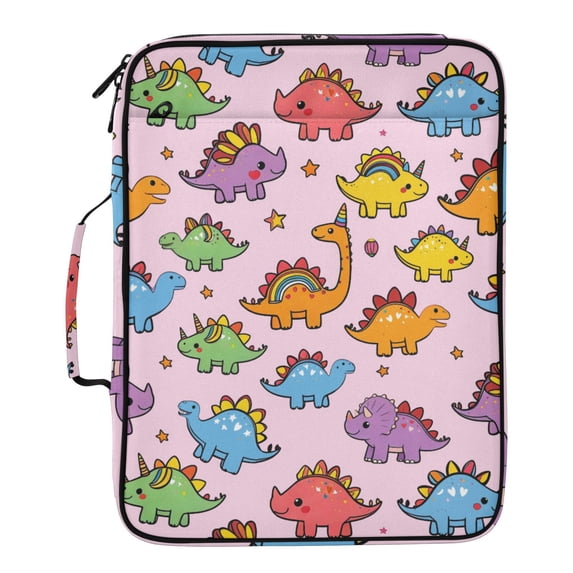 ALAZA Cartoon Dinosaur Pink Pattern Expanding Accordion File Folder 3 ...