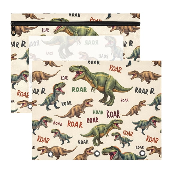 ALAZA Cartoon Dinosaur-d1 Pattern Pencil Pouch 3 Ring Binder with Clear ...