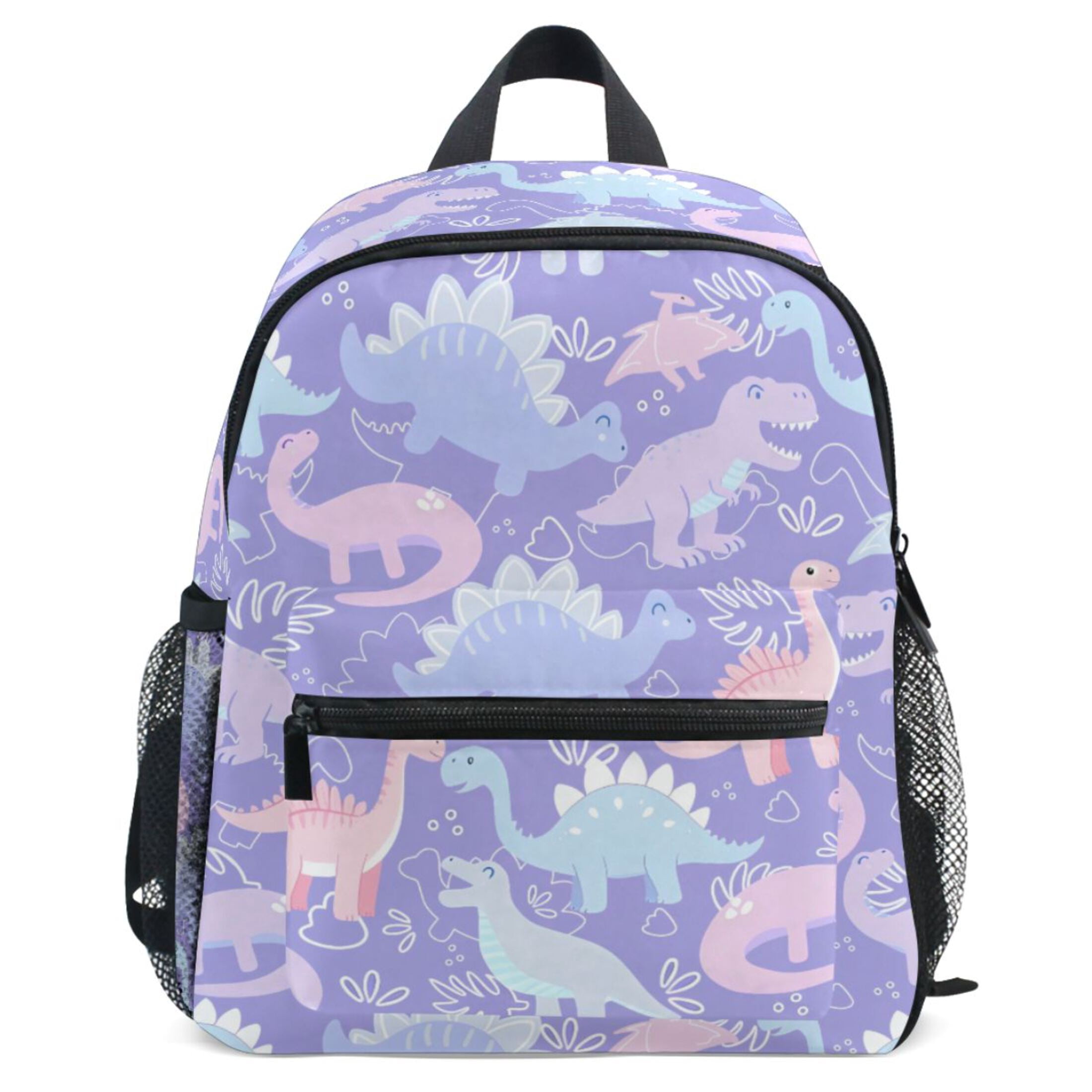 ALAZA Cartoon Dinosaurs Purple Pattern School Backpack Student Bookbag ...