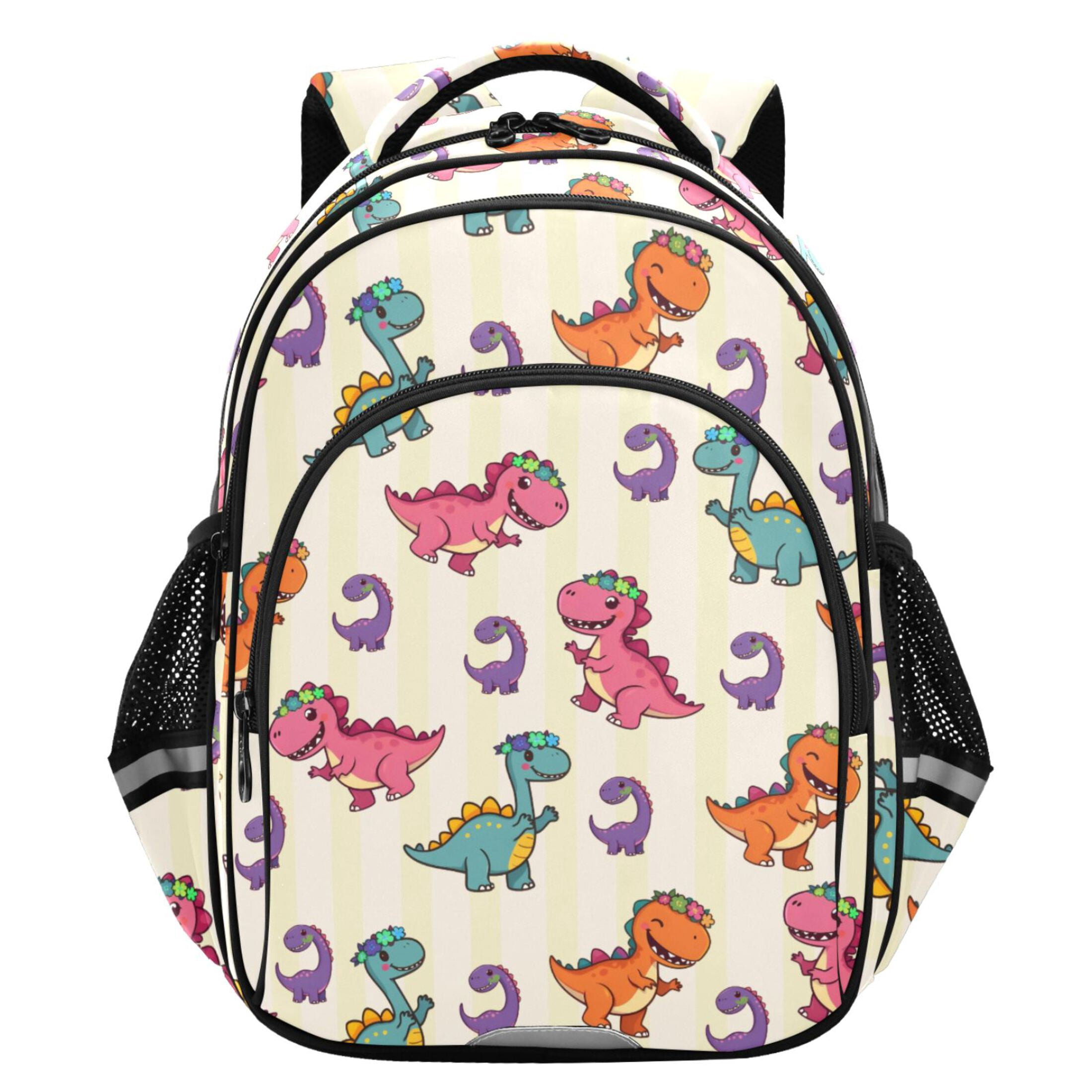 ALAZA Cartoon Dinosaurs School Backpack Elementary Bag Student Bookbag ...