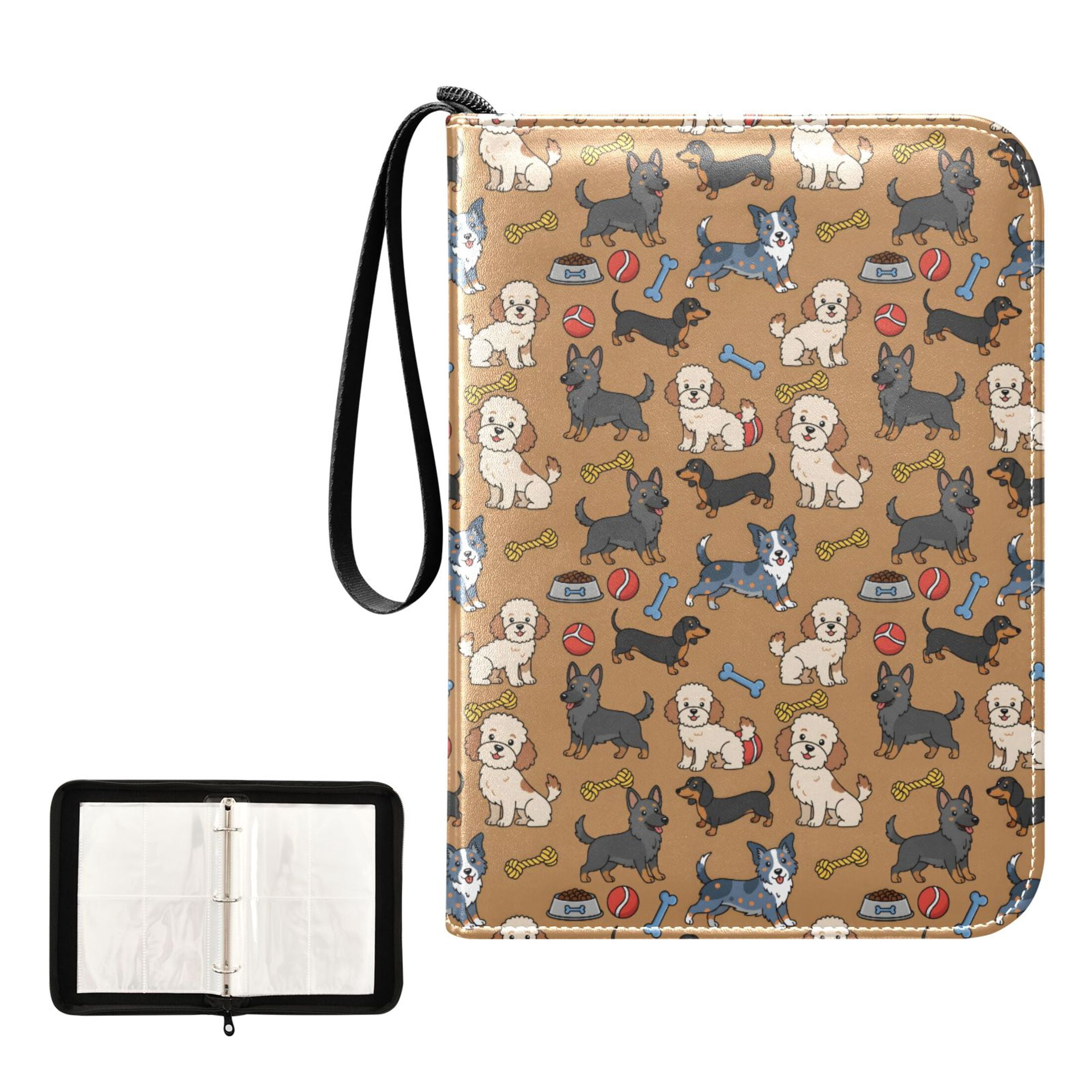 ALAZA Cartoon Dogs Bone Trading Card Binder 4 Pocket Cards Collection ...