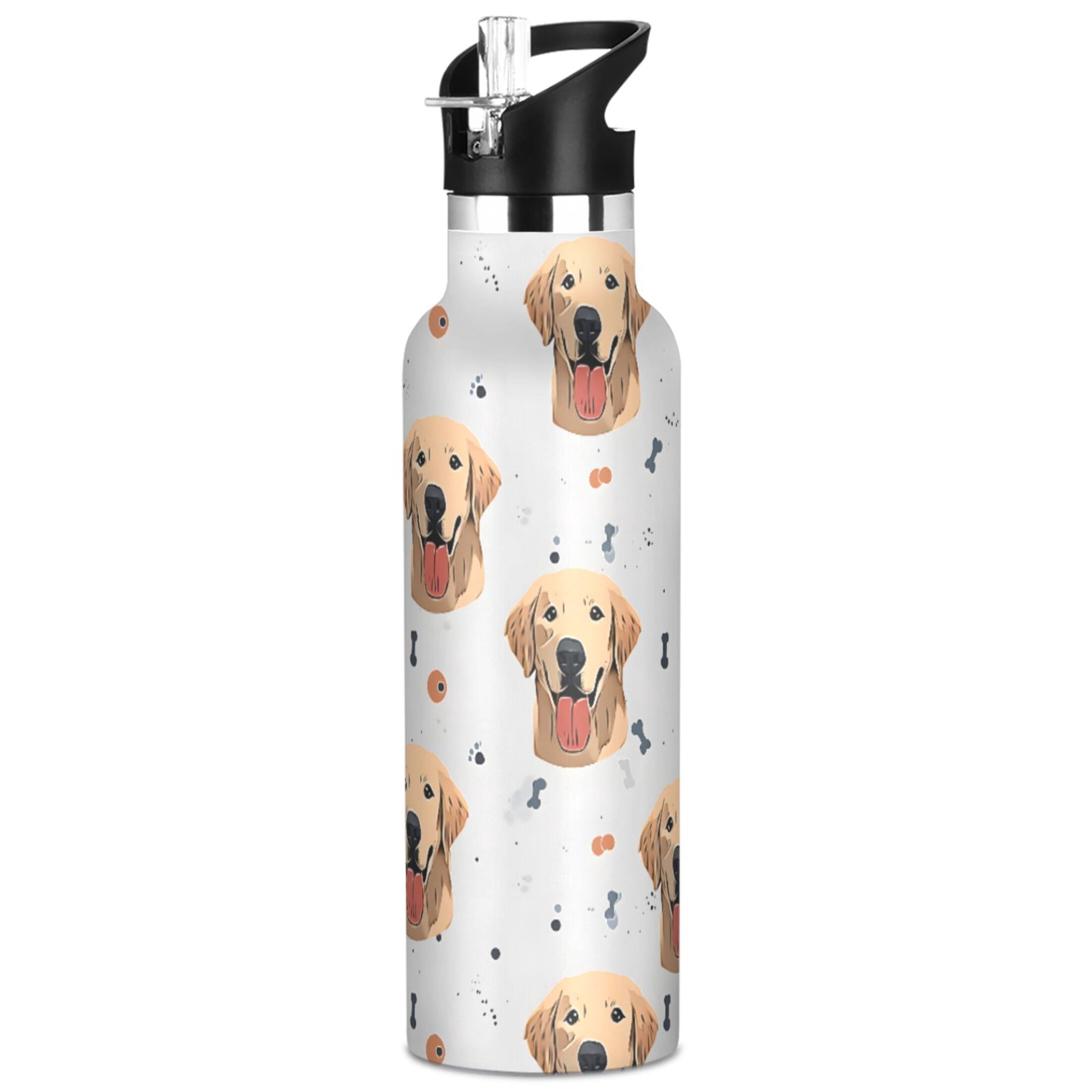ALAZA Cartoon Dogs Bones Pattern Stainless Steel Water Bottle Vacuum ...