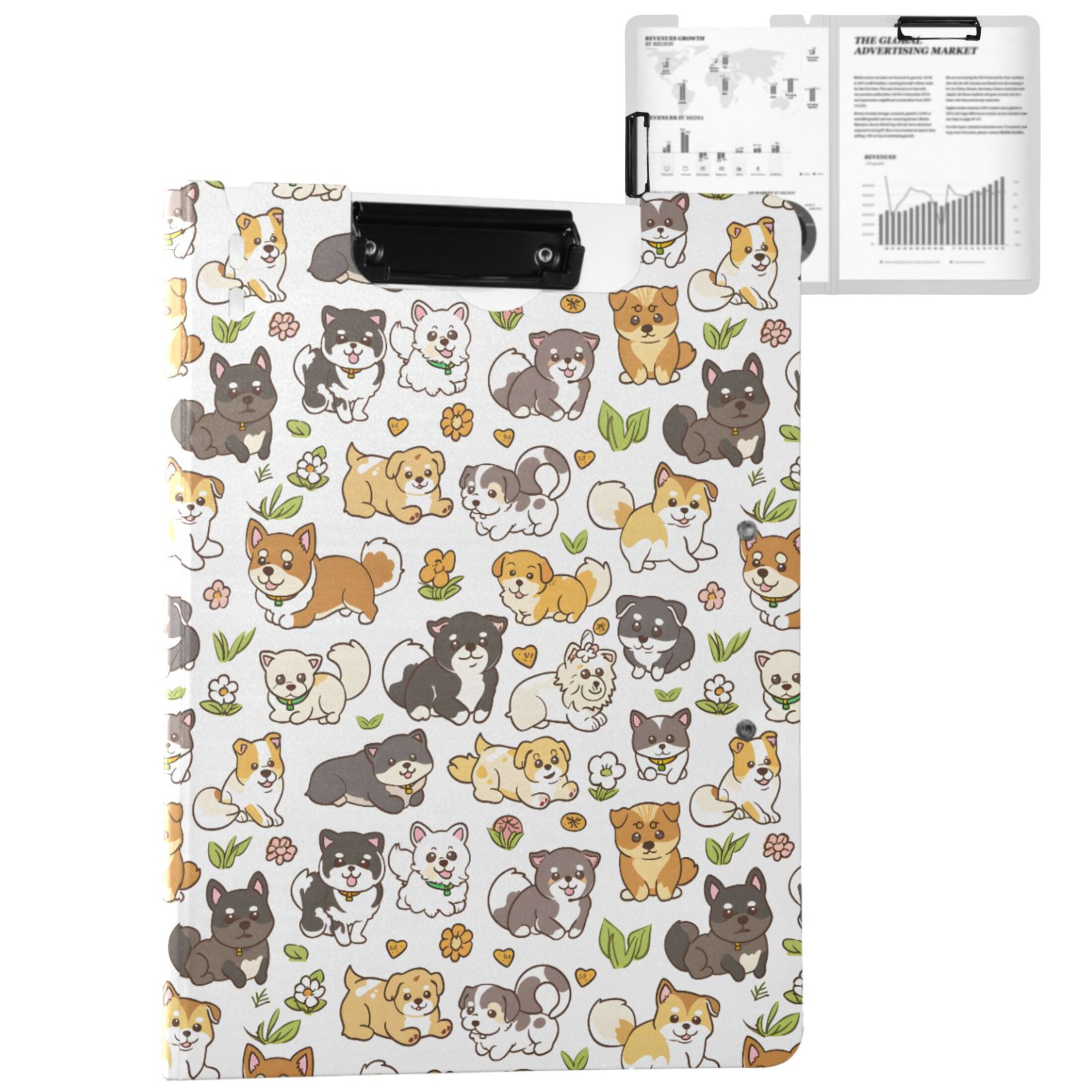 ALAZA Cartoon Dogs Cute A4 Foldable Clipboard 360 Degree Folder Binder ...