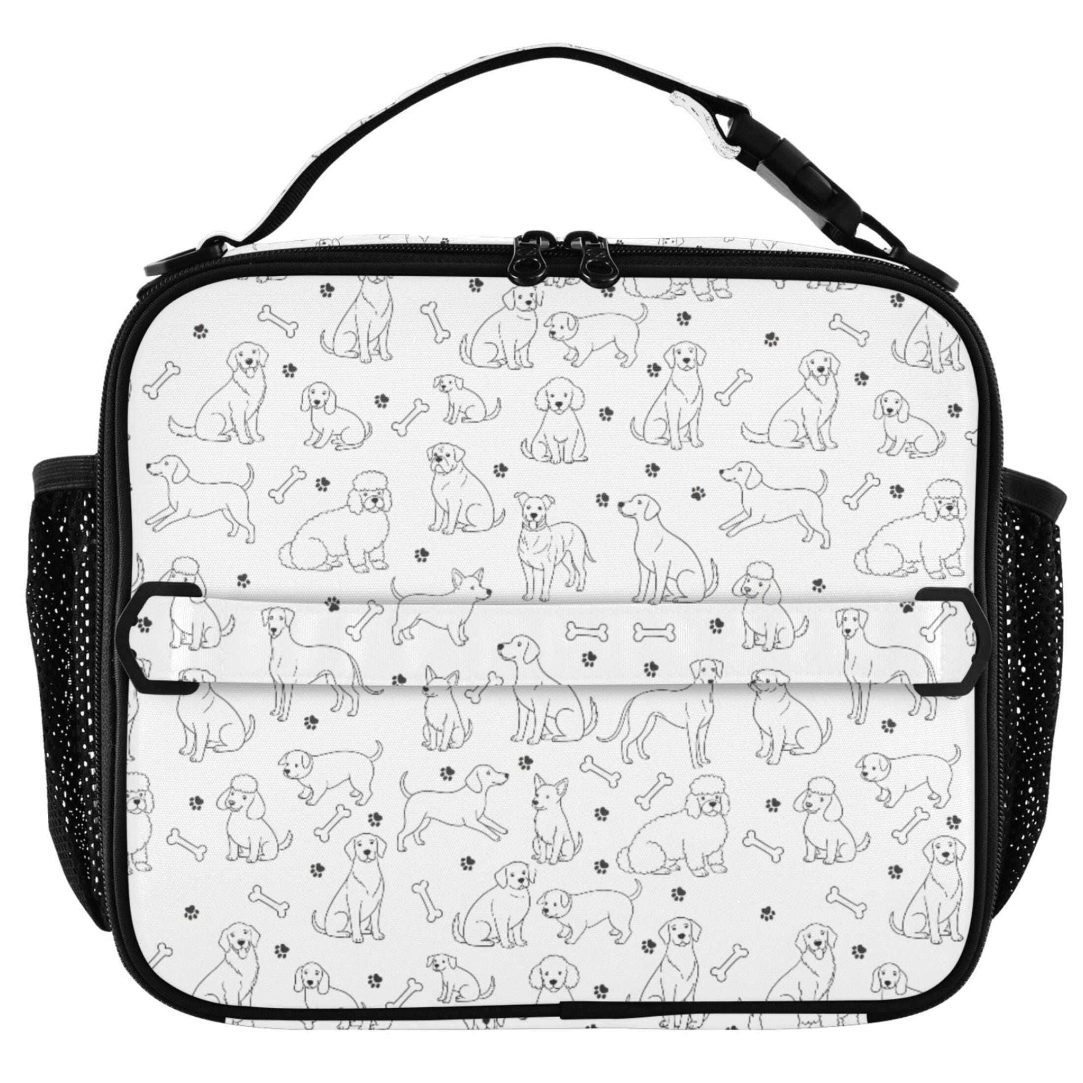 ALAZA Cartoon Dogs Lines Insulated Lunch Box Lunch Bag Cooler Tote with ...