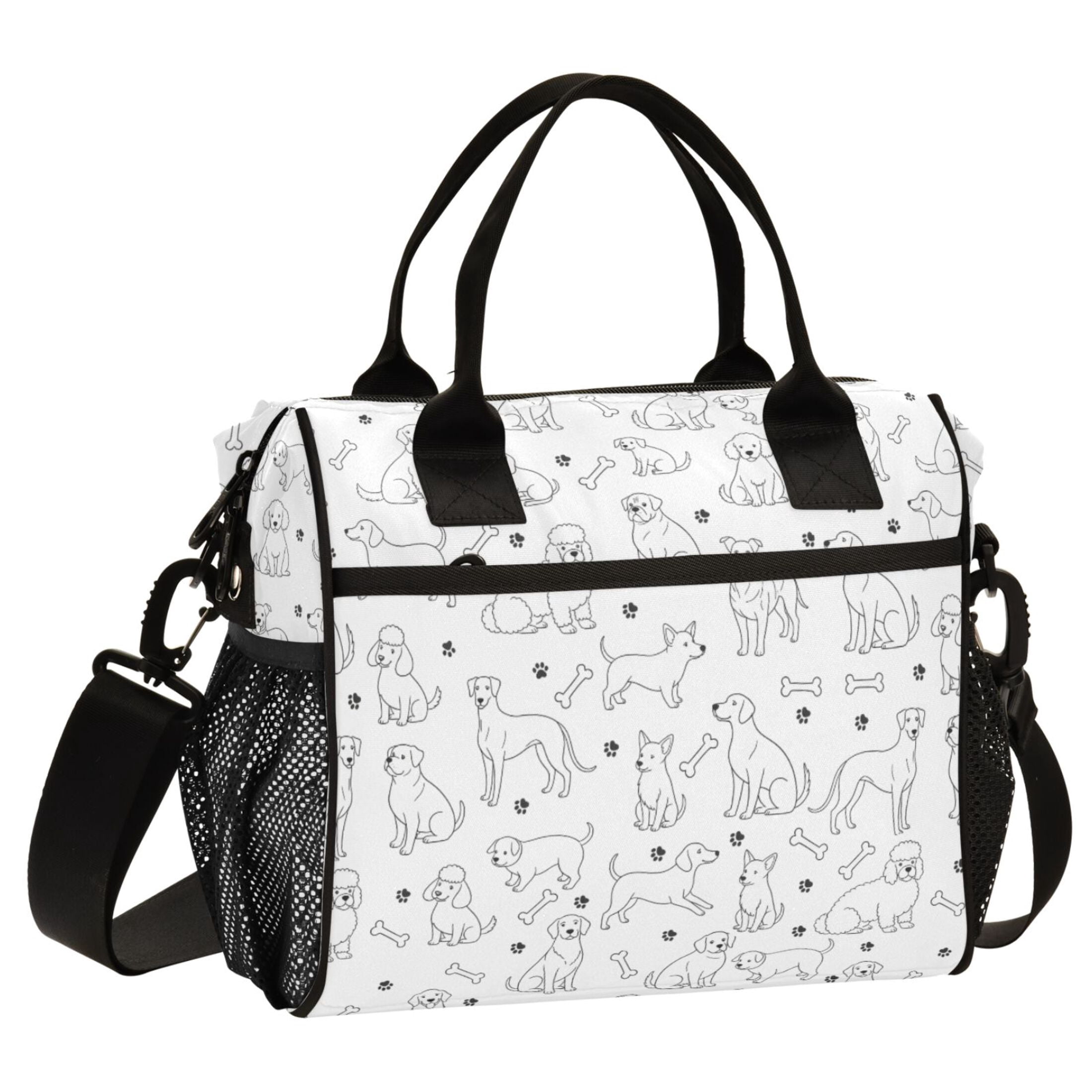 ALAZA Cartoon Dogs Lines Print Cooler Lunch Bag Insulated Reusable ...